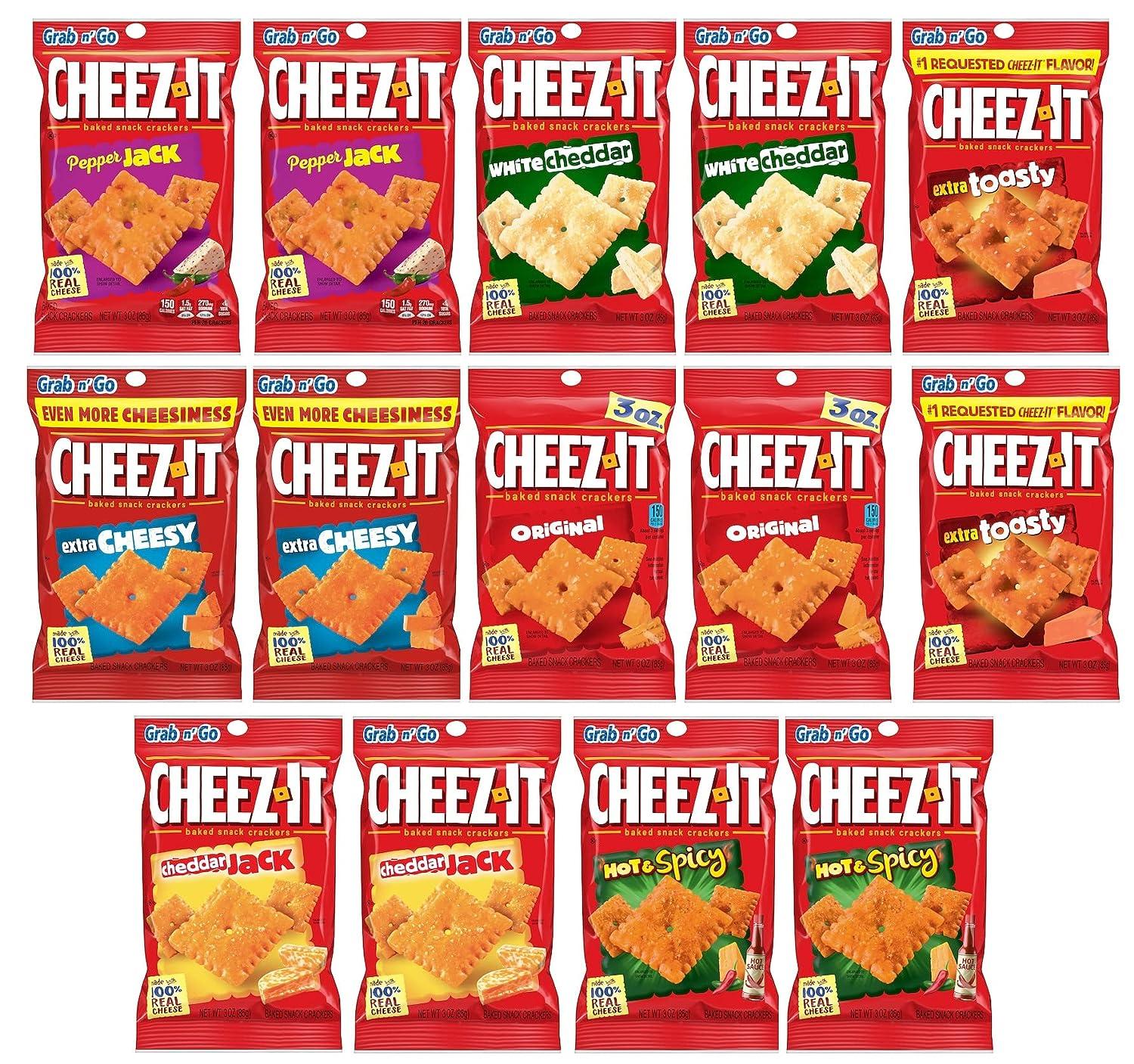 Cheez-It Variety Snack Peak Gift Box - 14 3 oz Bags - Original, Hot & Spicy, Extra Toasty ...