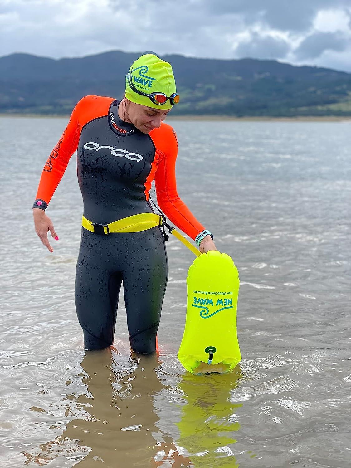 New Wave Swim Buoy - Light and Visible Float for Open Water Swimmers ...
