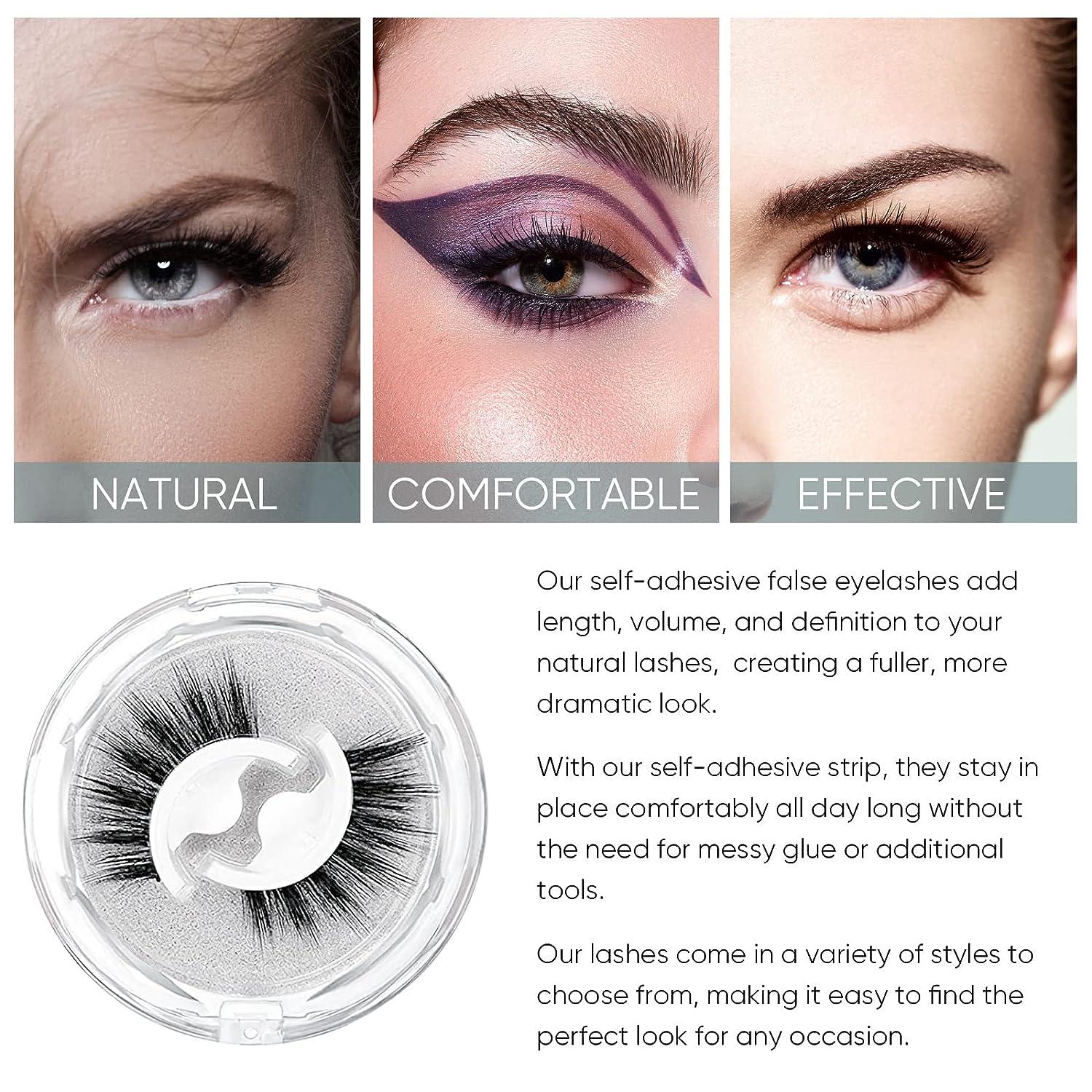 3 Pairs Reusable Self-Adhesive Eyelashes - Waterproof & Natural Look ...