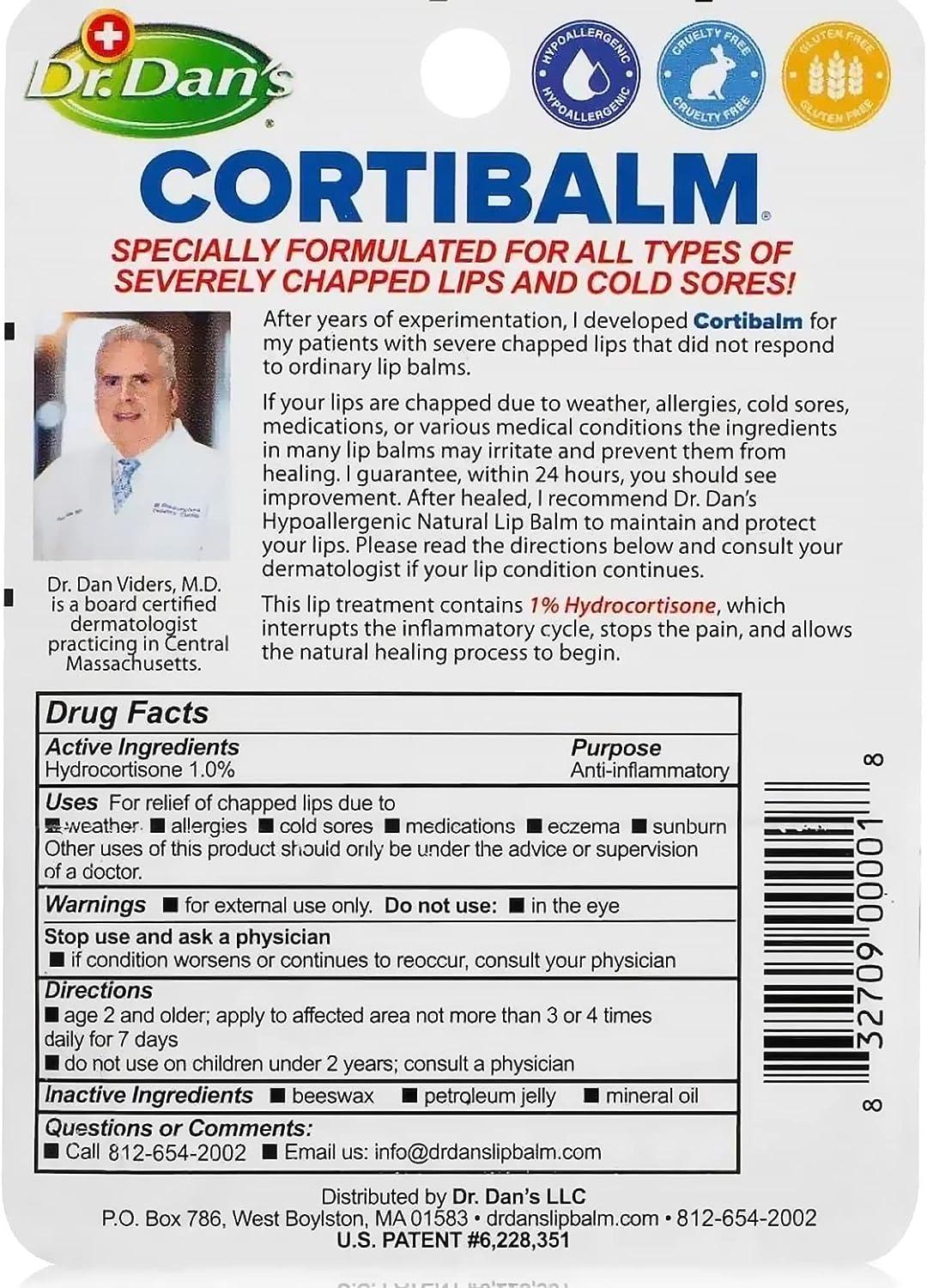 Dr. Dan's Cortibalm: Healing Lip Balm for Dry Cracked Lips - 1 Pack ...