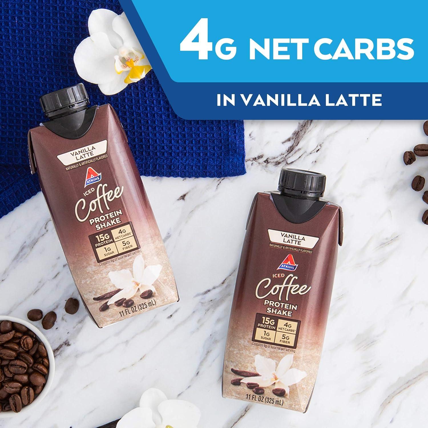 Atkins Vanilla Latte Protein Shake - 4 Pack of Iced Coffee Shakes | Buy ...