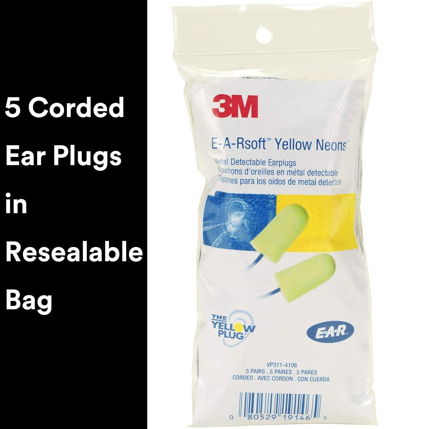 3M Ear Plugs 5 Pairs E-A-Rsoft Yellow Neons VP311-4106 - Metal ...