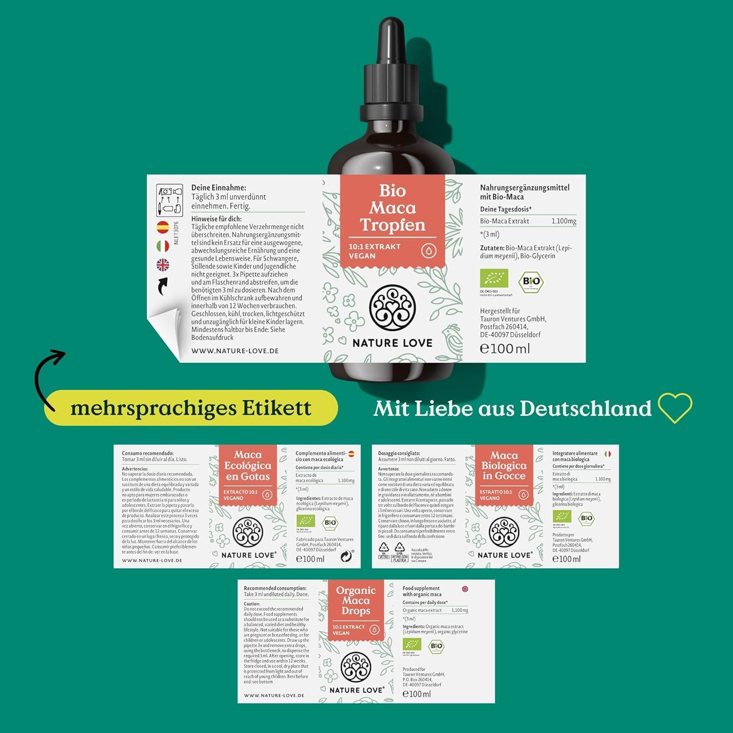 Organic Maca Drops 100ml - 11 000mg Maca Root Extract per Dose | Vegan ...
