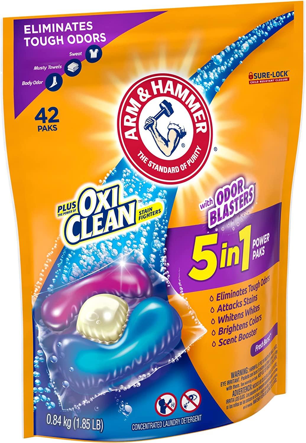 ARM & HAMMER Plus OxiClean with Odor Blasters 5-in-1 Laundry Detergent Power Paks - 42 Count ...