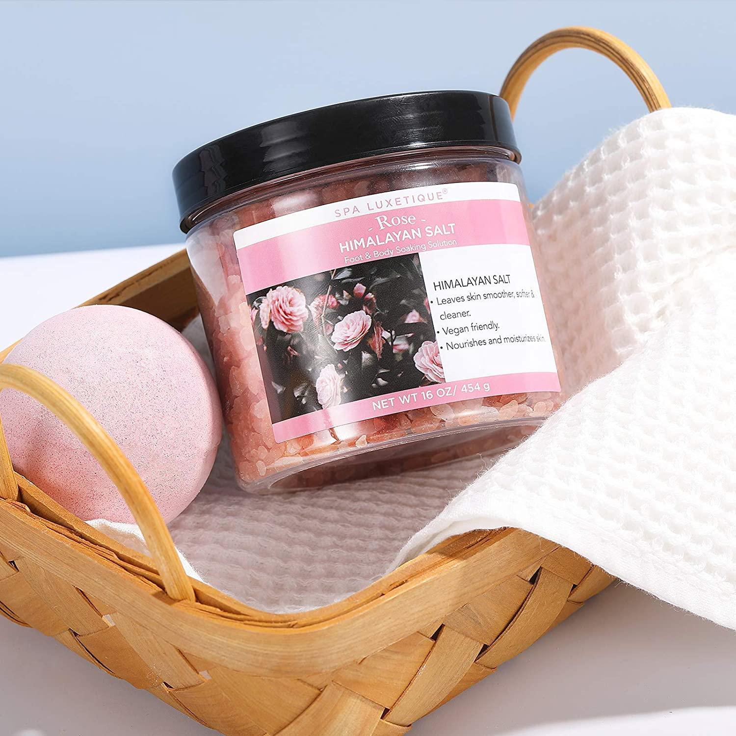 Spa Luxetique Pink Himalayan Bath Salts Set with Essential Oils and ...
