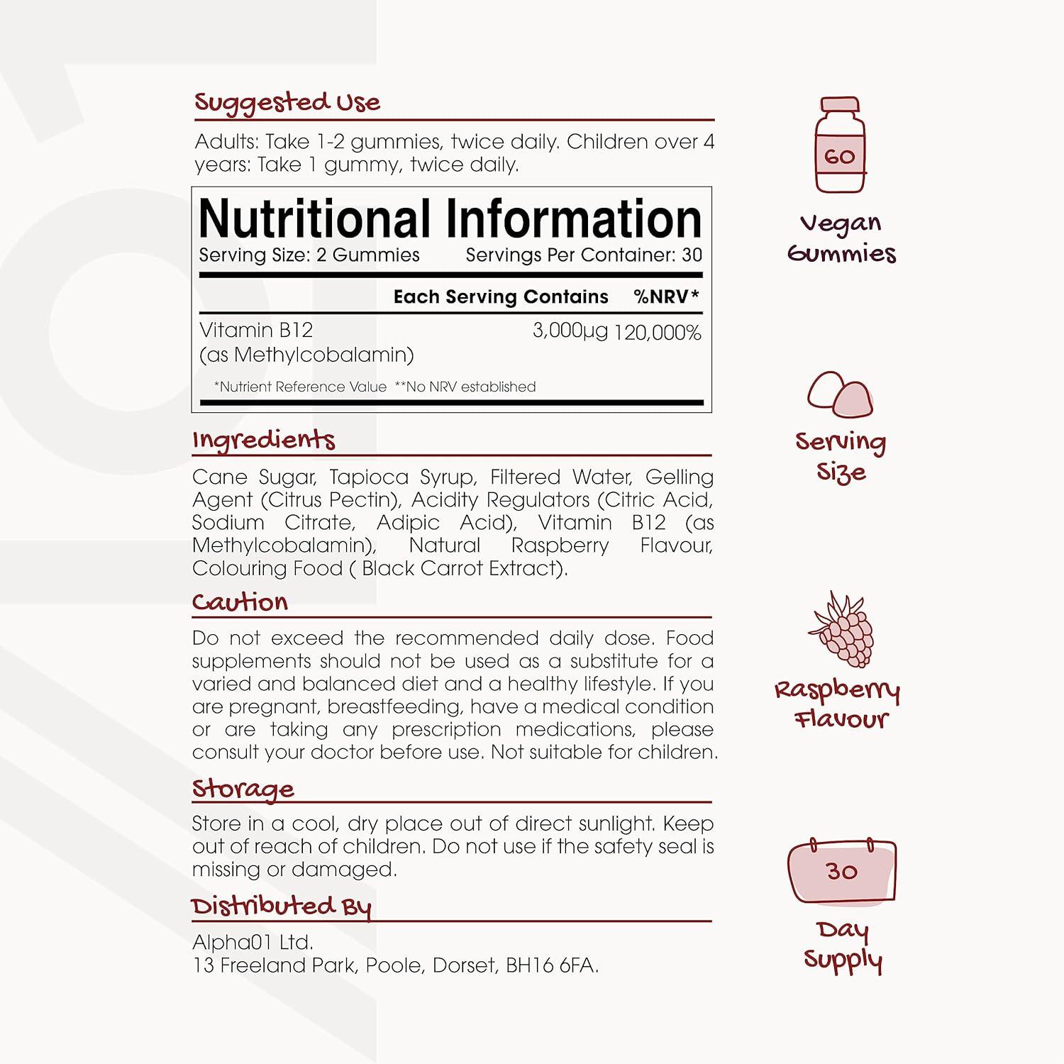 High Strength Vitamin B12 Gummies 1500mcg - Methylcobalamin Supplement ...