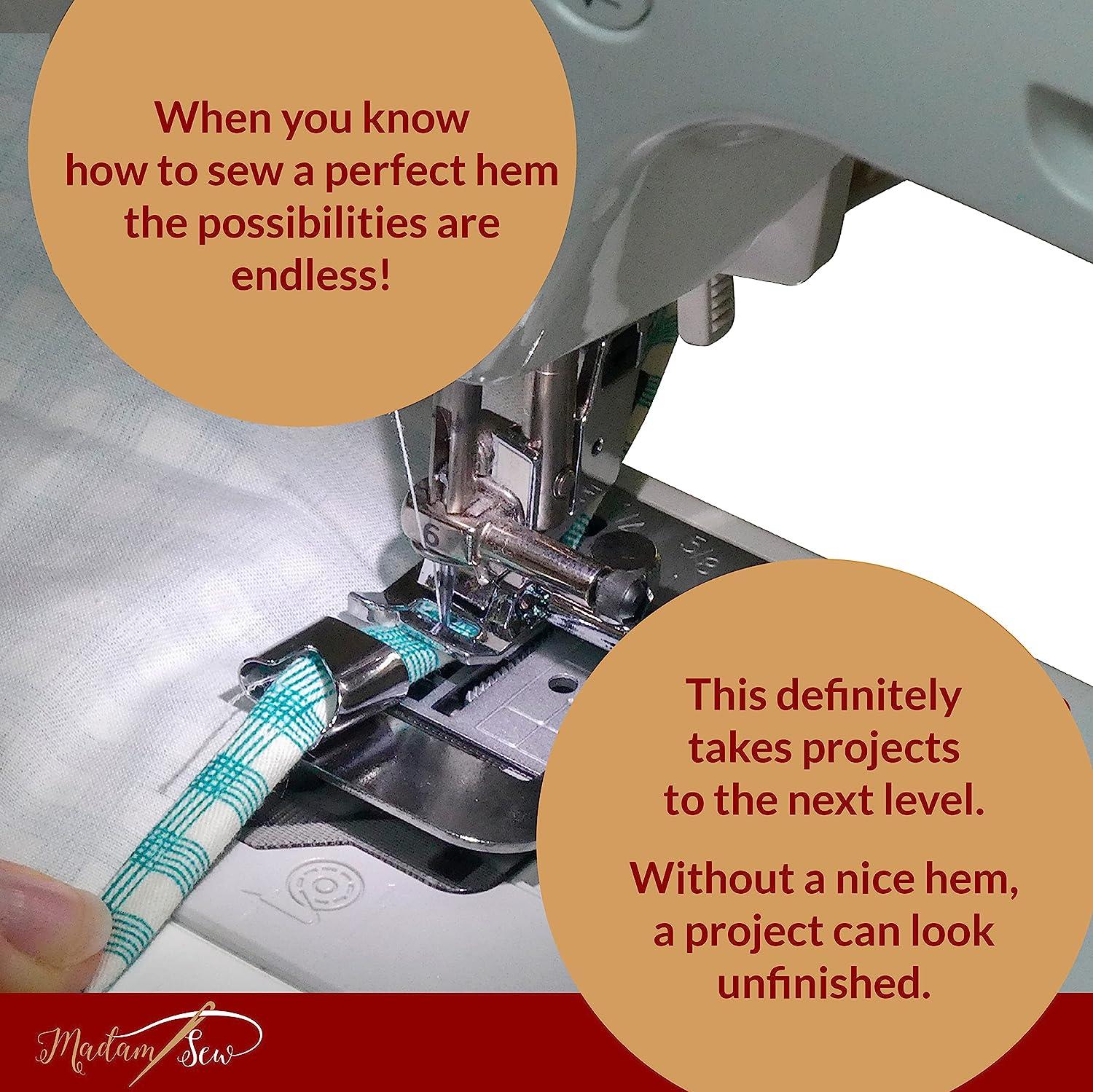 Madam Sew 3-Piece Rolled Hem Presser Foot Set - Wide Hemmer Kit for ...