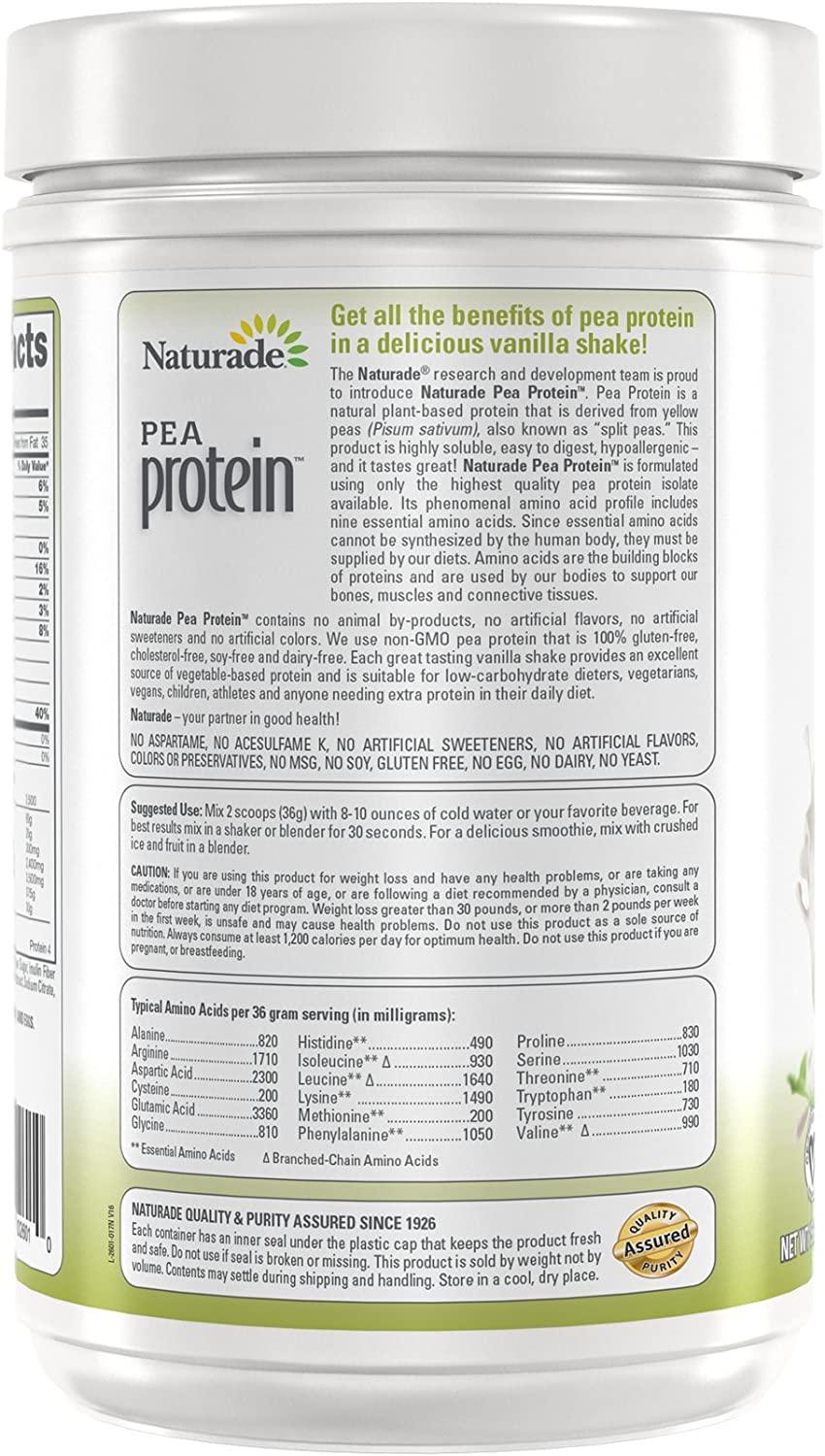 Naturade Plant Based Vegan Pea Protein Vanilla 15 66 Oz Best Quality