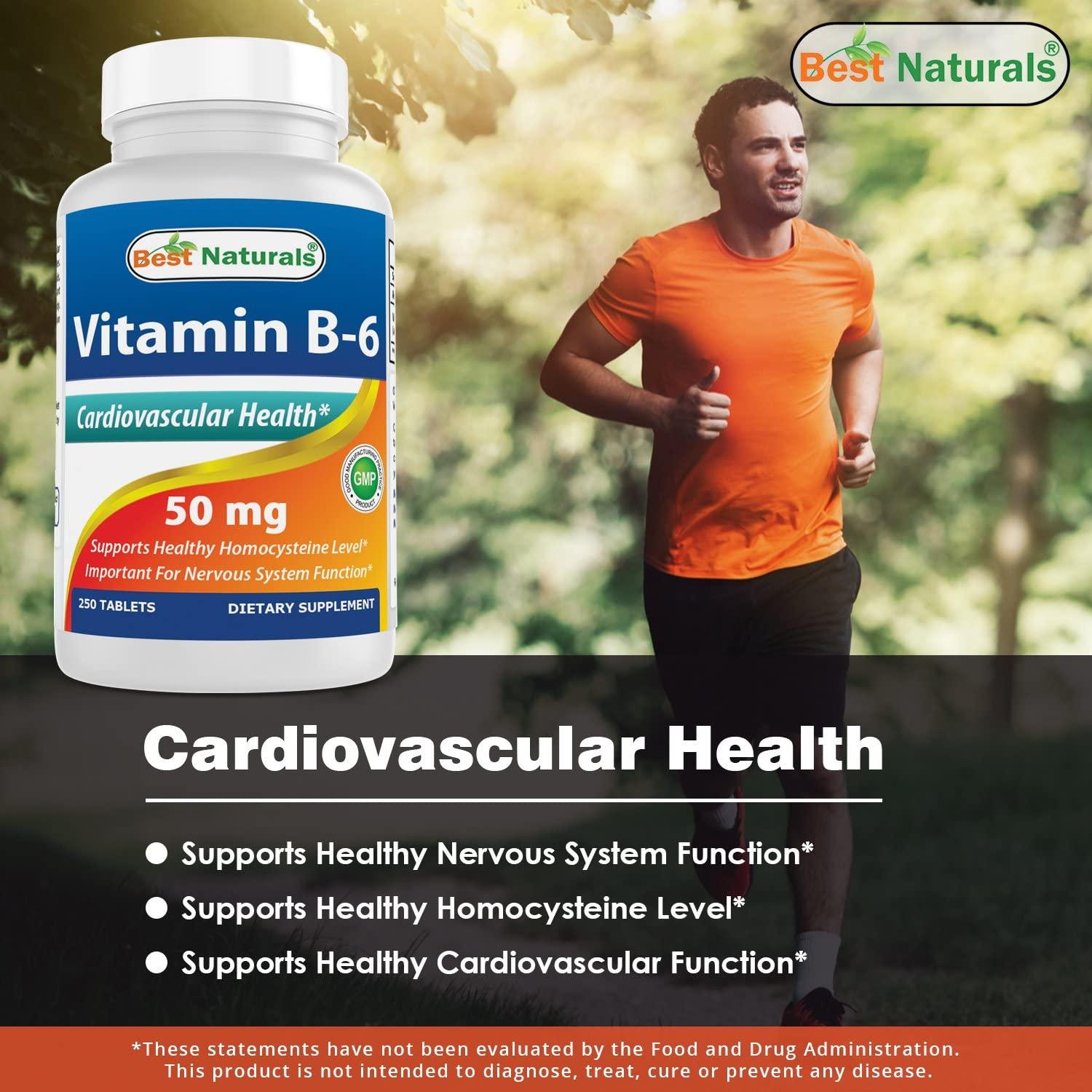 Best Naturals Vitamin B6 50mg 250 Tablets Essential B6 Supplement