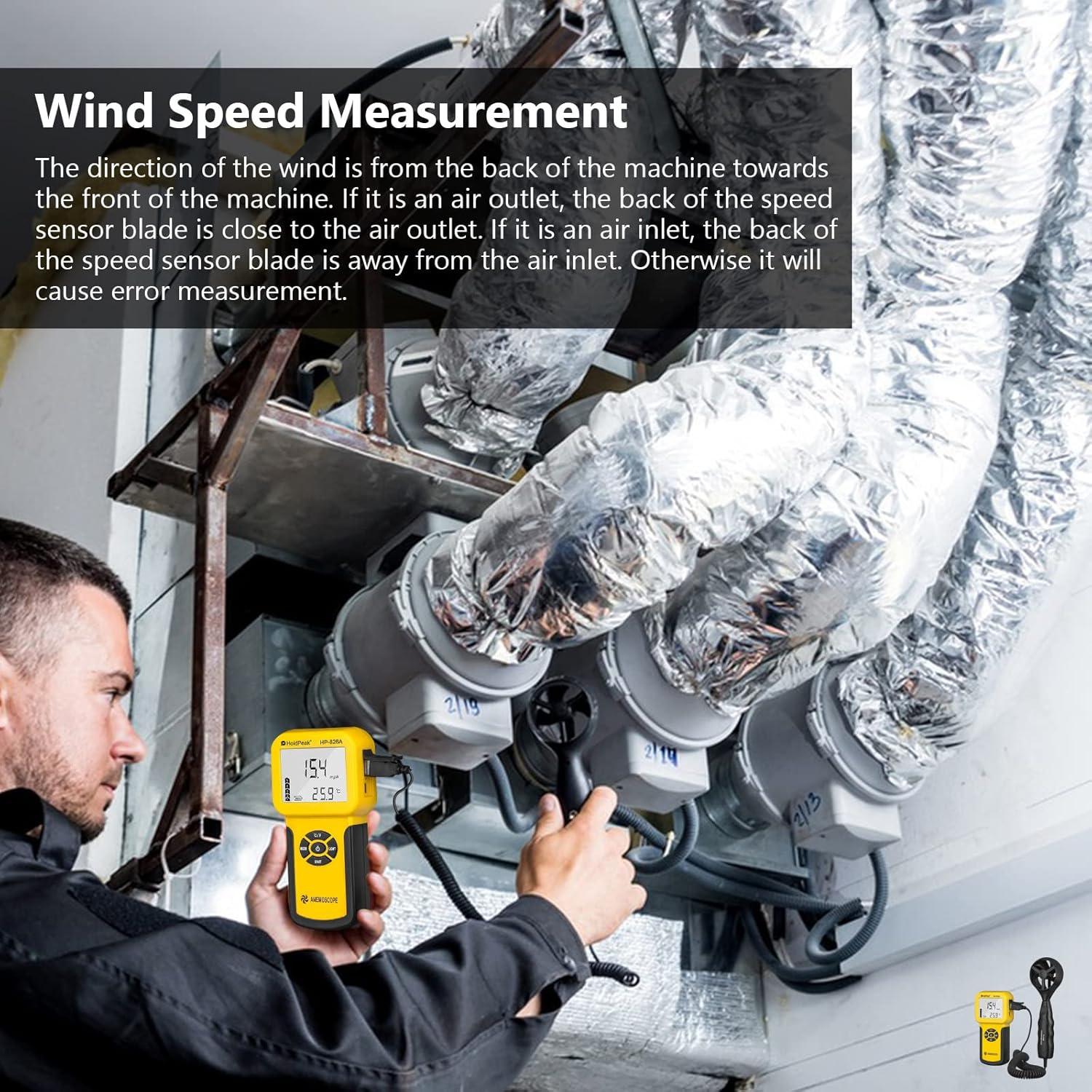 Holdpeak 826A Digital Wind Speed & Temperature Meter | Data Logger ...
