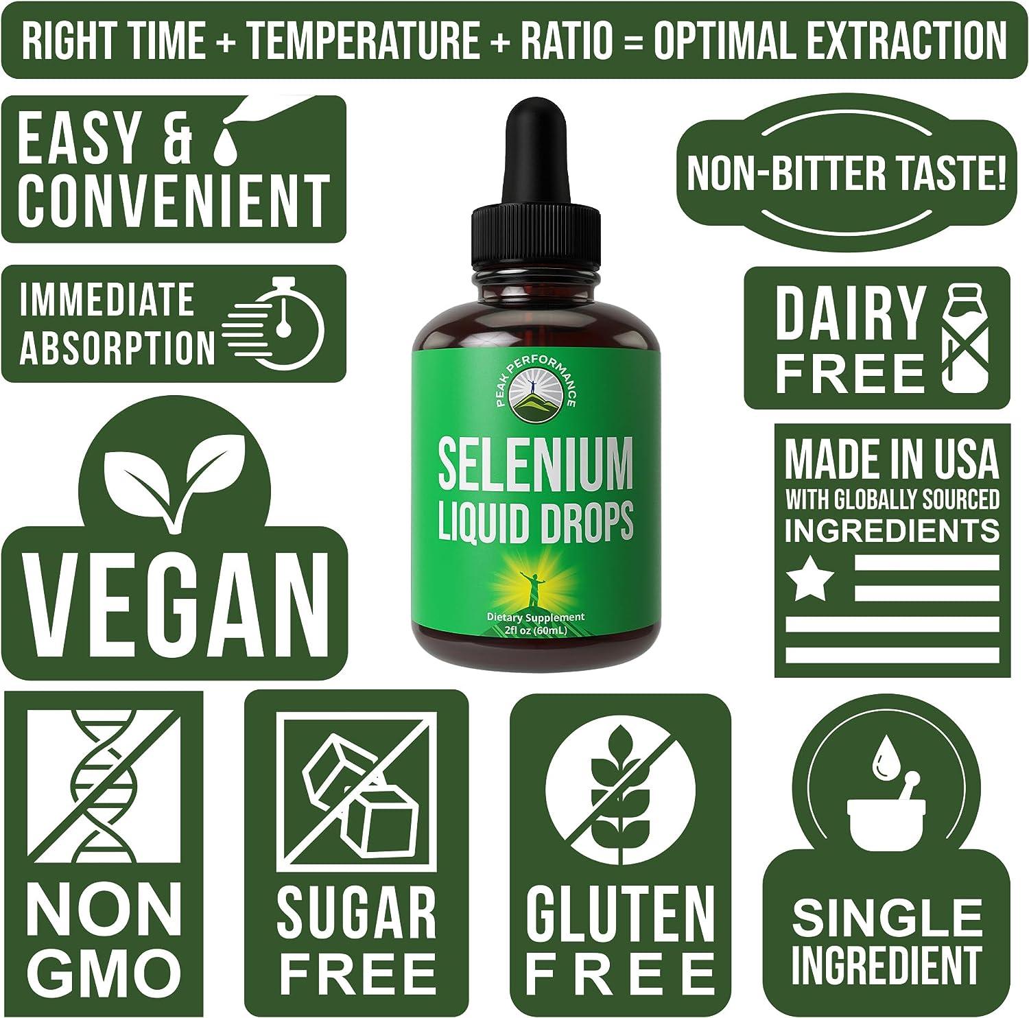 Selenium Liquid Drops - 200mcg, 300 Servings - Thyroid, Immune, Heart ...