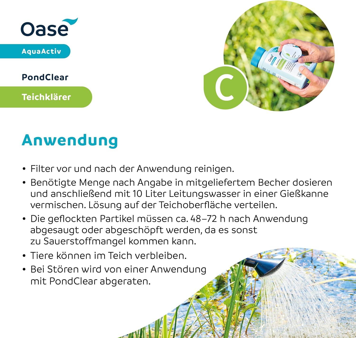 OASE 43140 Aquaactiv Pondclear 500 ml - Immediate Pond Care for ...