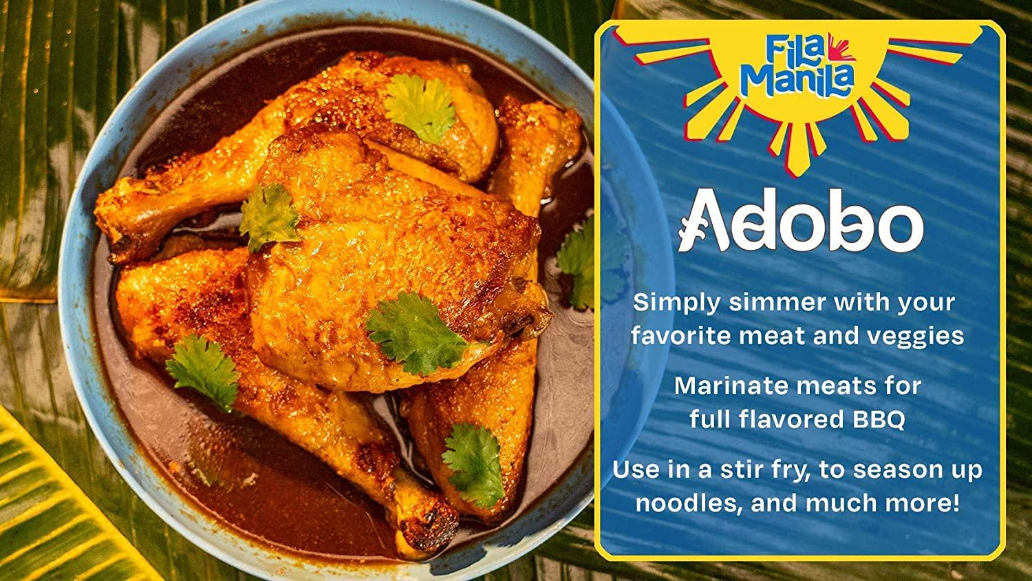 Fila Manila Filipino Adobo Sauce & Marinade 12 oz - Mild, Vegan, Gluten ...
