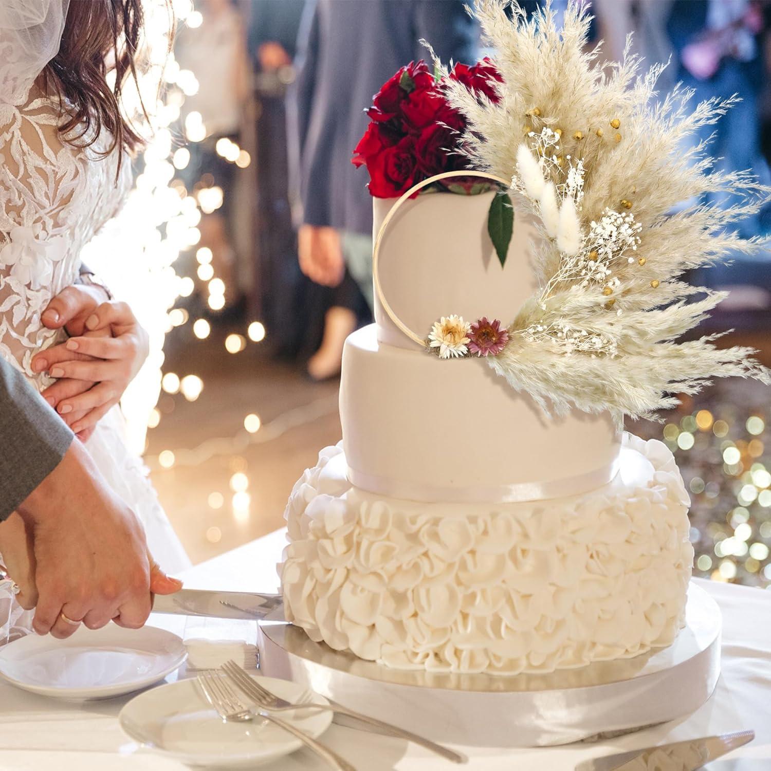 Boho Cake Topper Decorations - Natural Pampas Grass & Dried Flower Cake ...