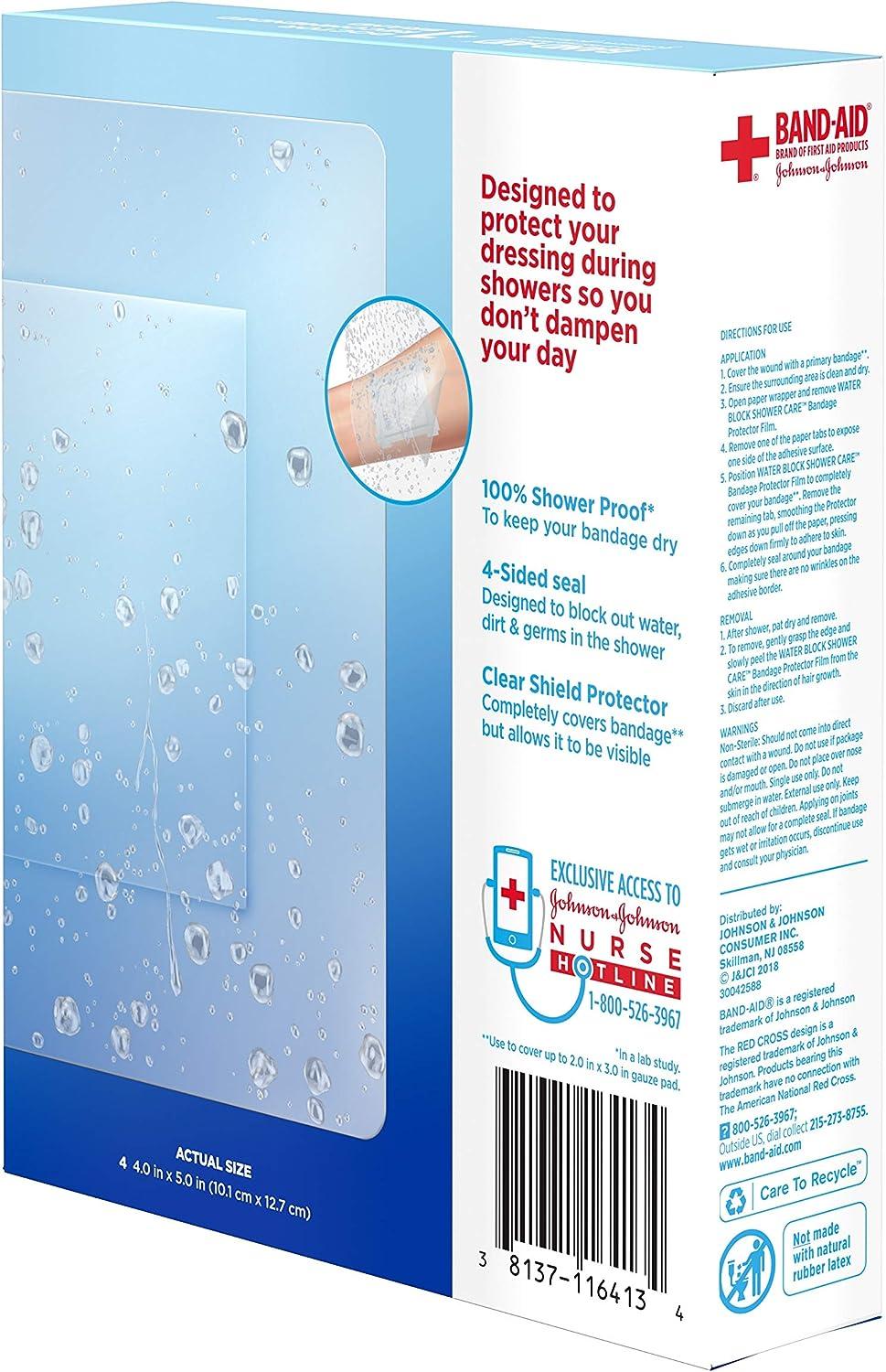 Band-Aid Brand First Aid Water Block Shower Care Clear Bandage ...