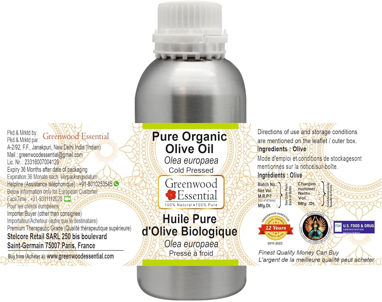Buy Pure Organic Olive Oil - Greenwood Essential 300ml Cold Pressed ...
