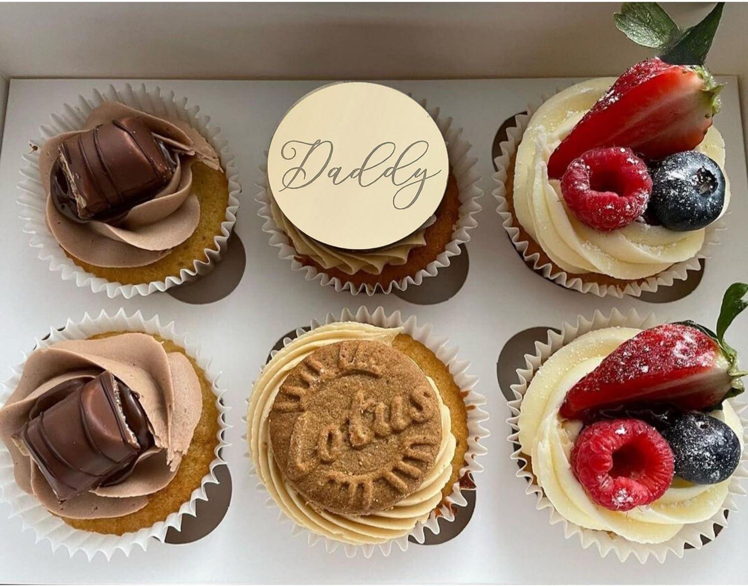 Daddy GOLD Mirror Acrylic Cake Charm Topper Cake Disc Happy Fathers Day ...