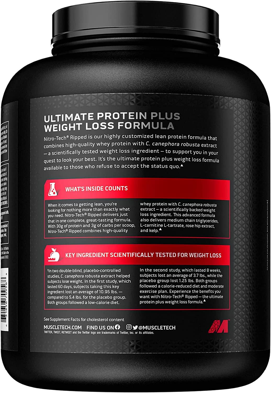 Muscletech Nitro-Tech Ripped Protein Powder 4lbs | Whey Protein Isolate ...