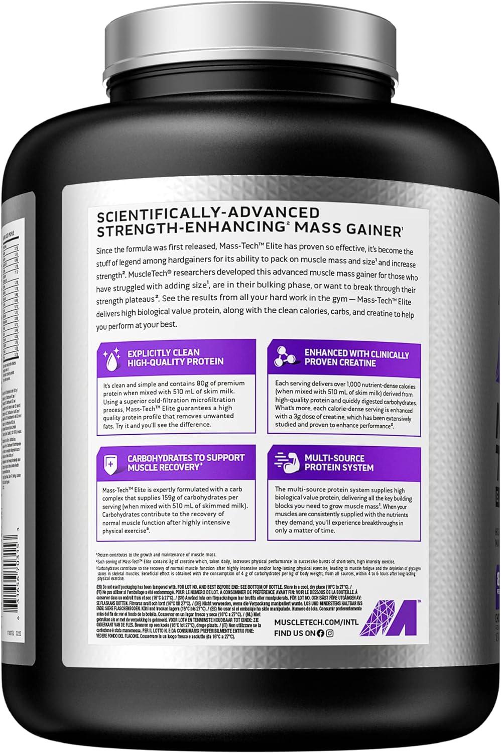 Muscletech Mass Tech Elite Protein Powder - Build Muscle Size ...