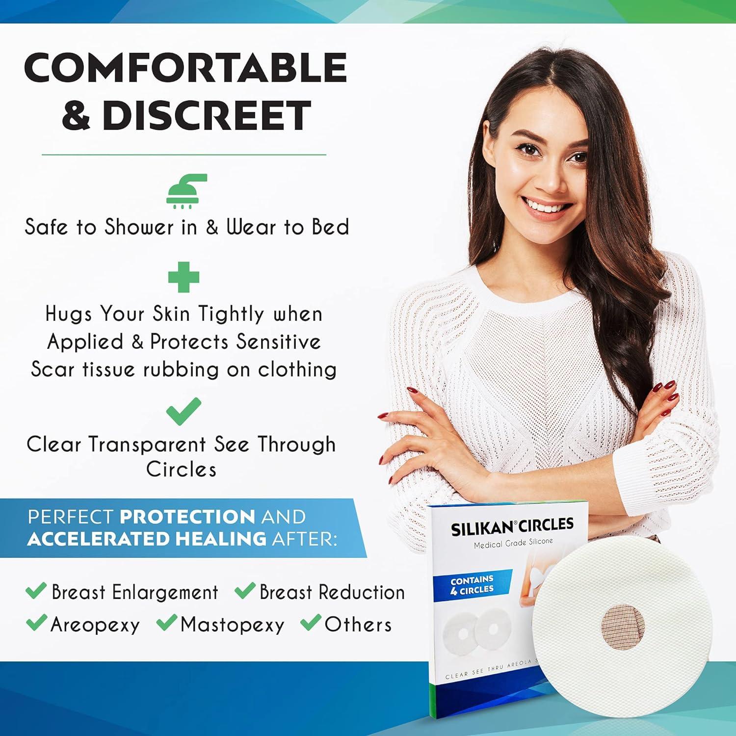 Silicone Breast Scar Clear Kit - 4 Circle Silicon Sheets & Tape Strips ...