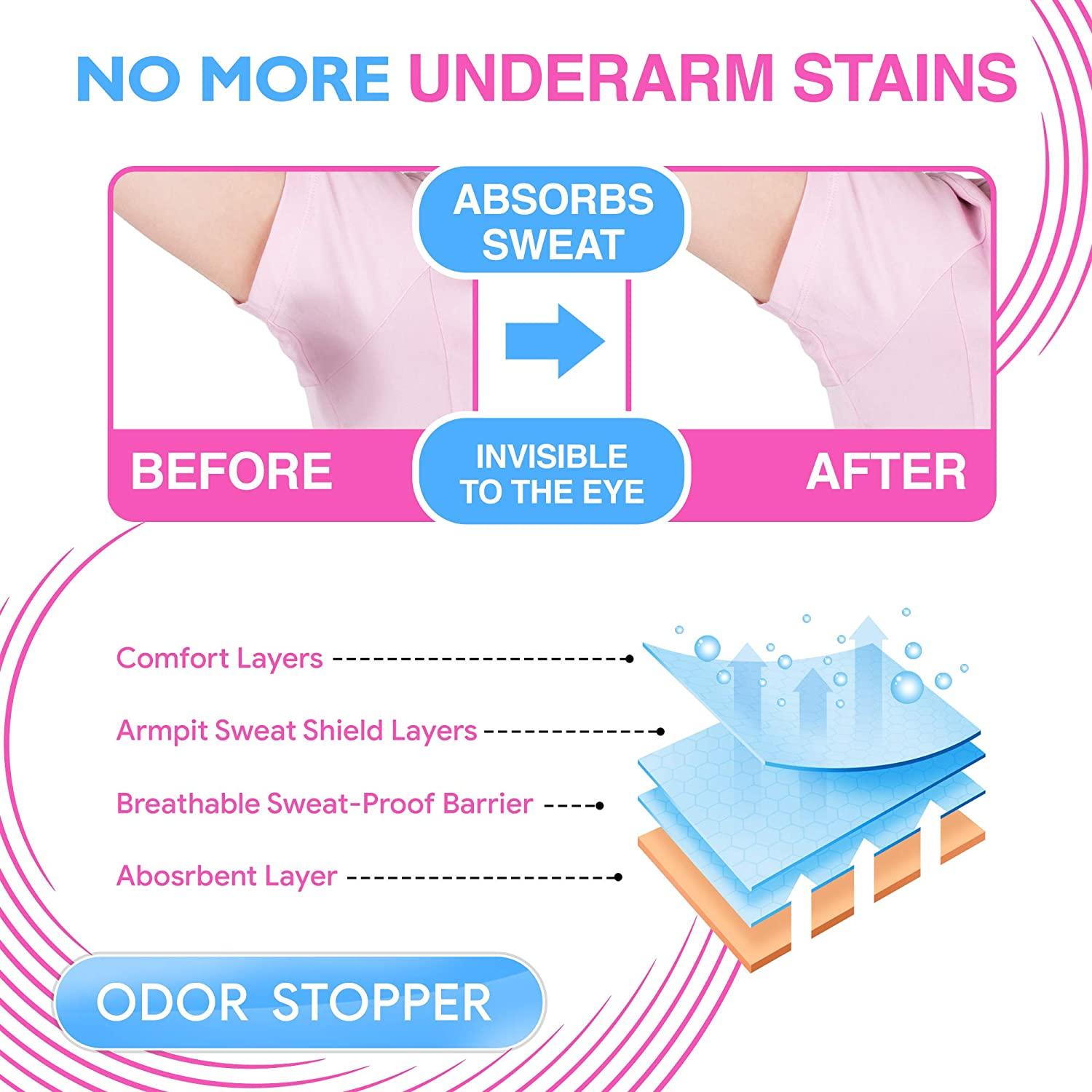 100 Pack Underarm Sweat Pads - Disposable Armpit Shields for ...