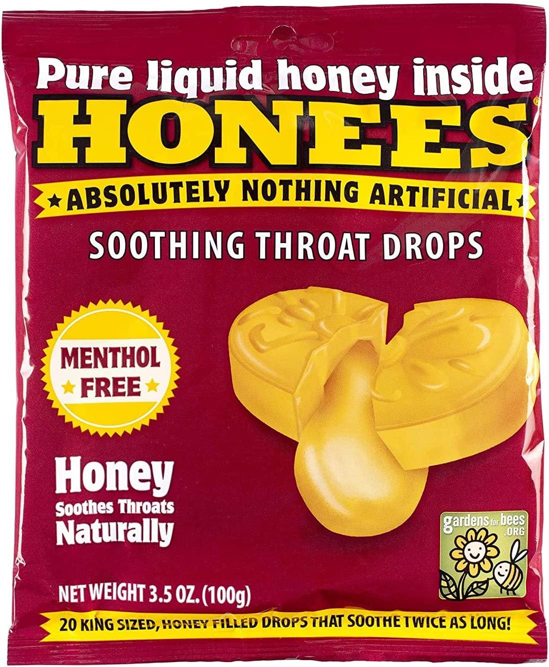 Honees Cough Drops Variety Pack - 60 Drops (Honey, Lemon, Eucalyptus) - 3 Pack