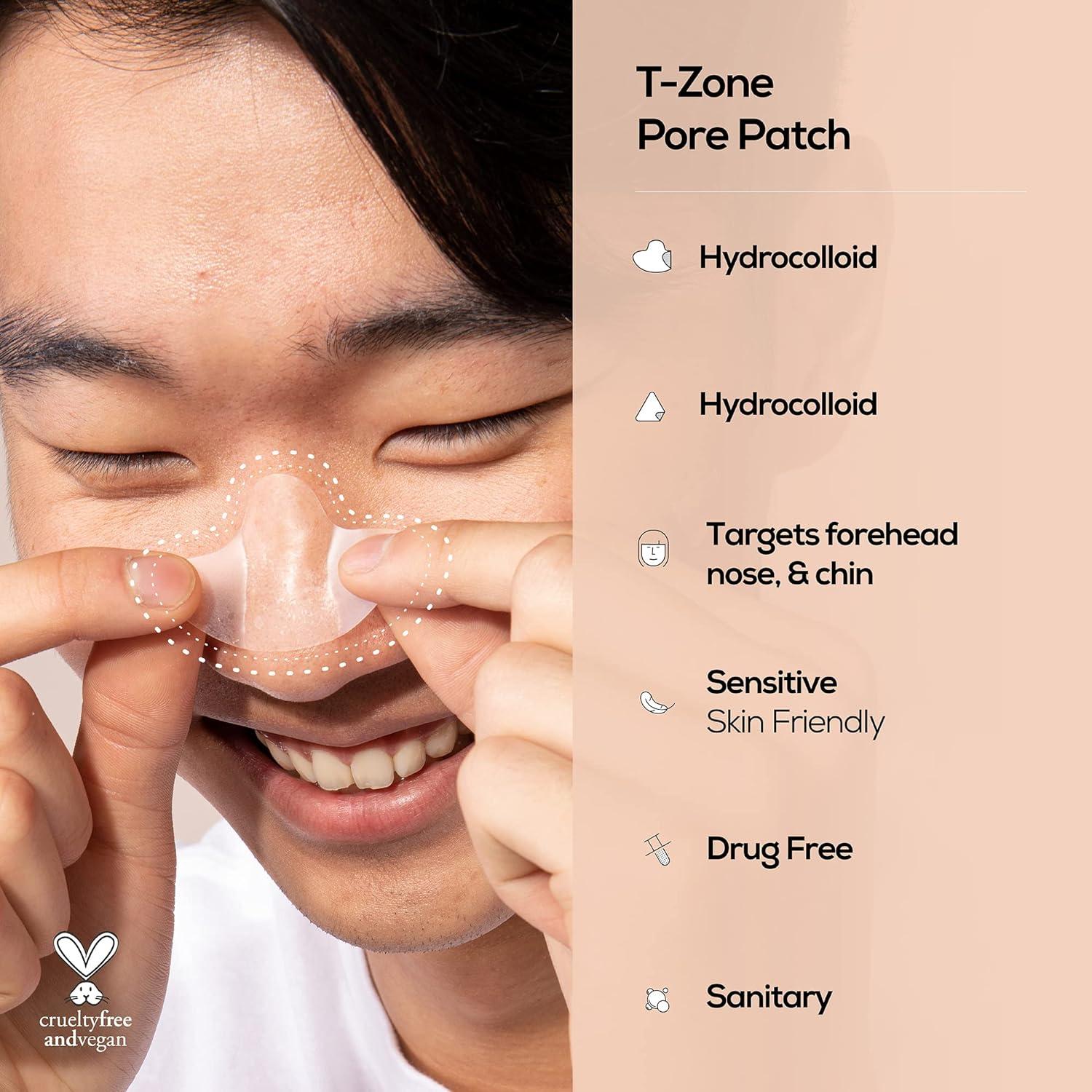 Hanhoo T-Zone Pore Patch Set | Hydrocolloid Nose & Forehead Patches for Blackheads | Vegan ...