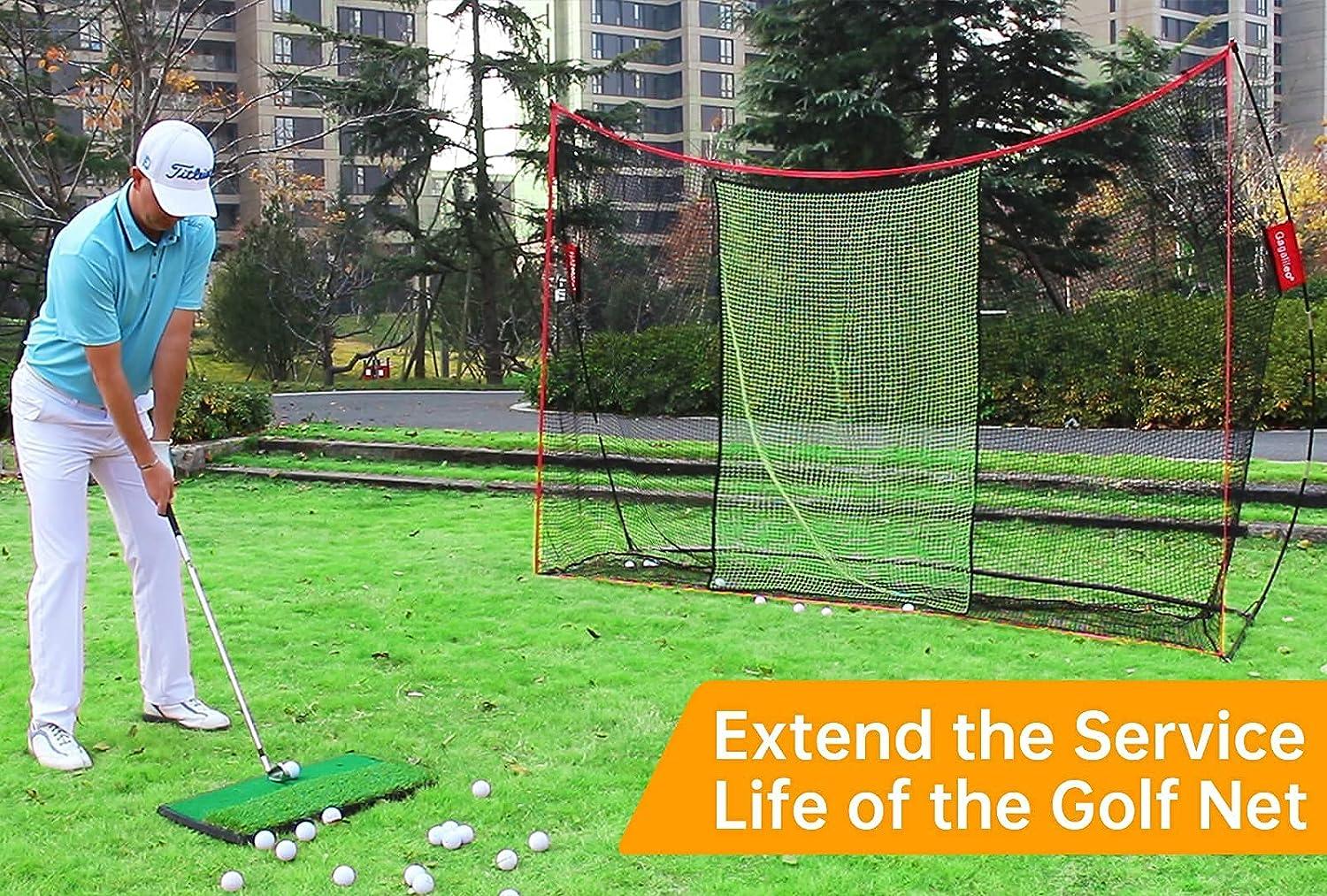 Golf Net with Mat - 10x7ft Hitting Net & Turf for Backyard Practice ...