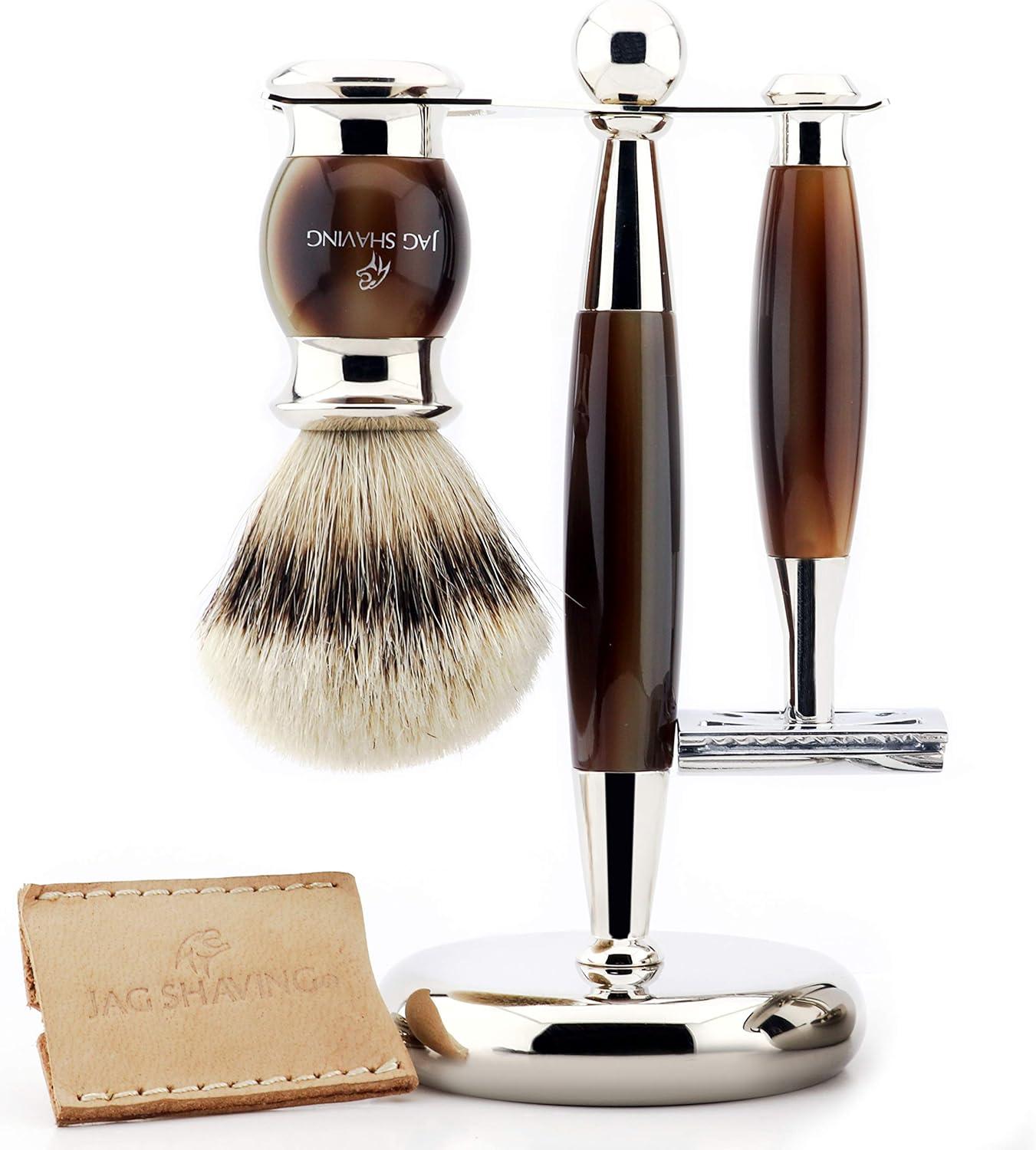 JAG Shaving Luxury Razor Set for Men | Double-Sided Razor Silver Tip ...