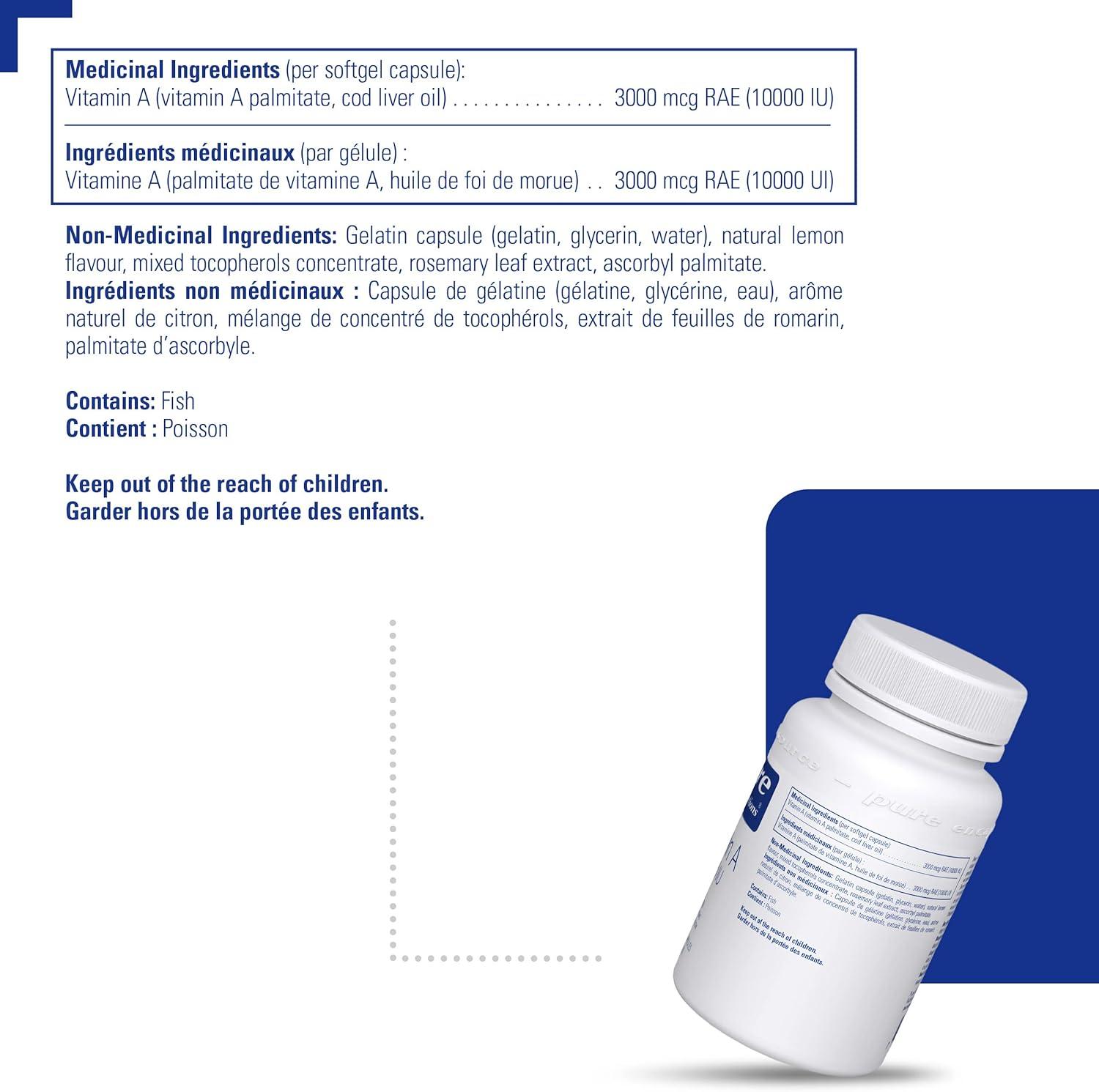 Pure Encapsulations Vitamin A - 3 000 mcg - From Cod Liver Oil - Immune ...