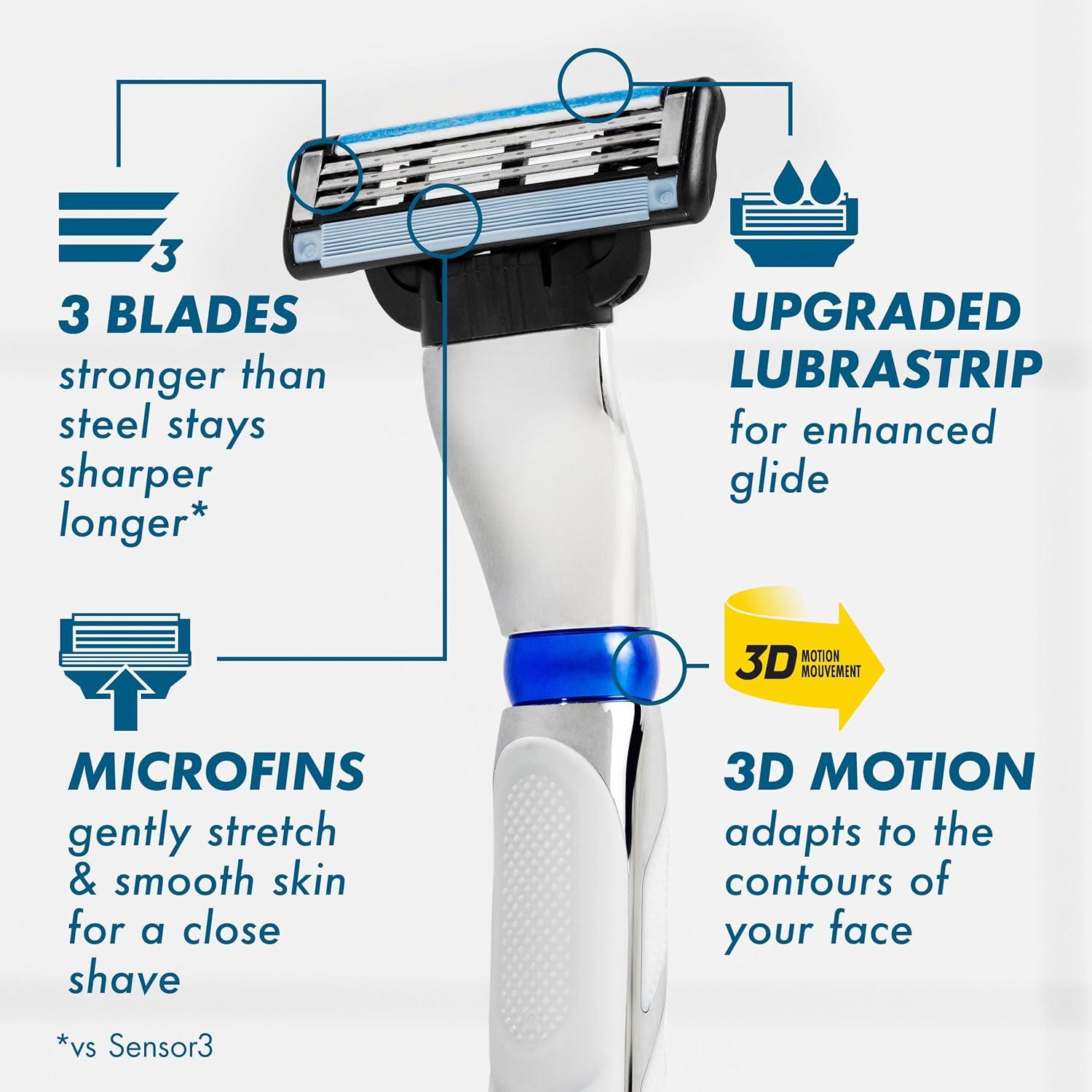 Gillette Mach3 3D Men's Razor Handle + 2 Blade Refills 1 Count Handle ...