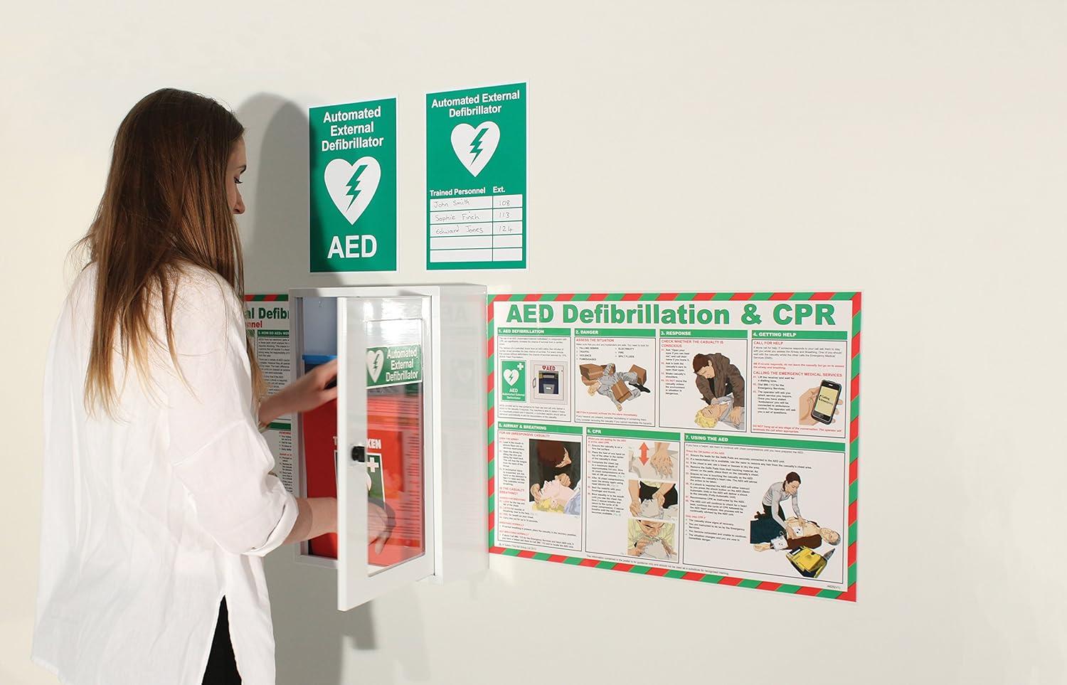 Safety First Aid Group AED Defibrillator Wall Cabinet with Thumb Lock ...