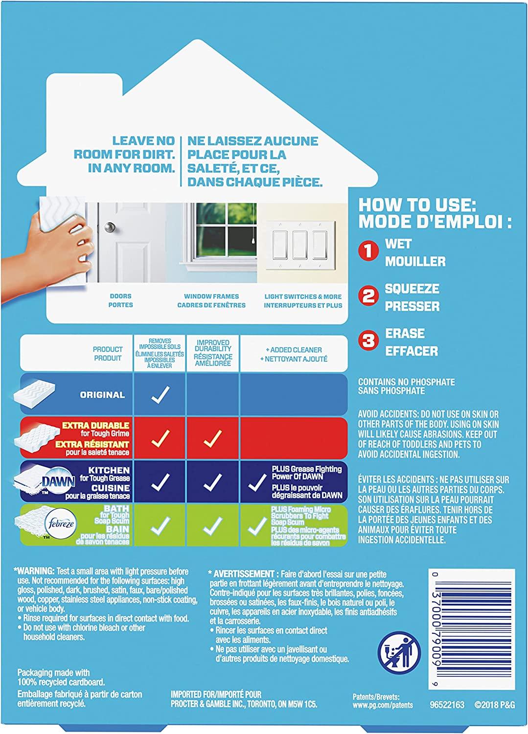 Mr. Clean Magic Eraser Original Cleaning Pads with Durafoam White 6 ...