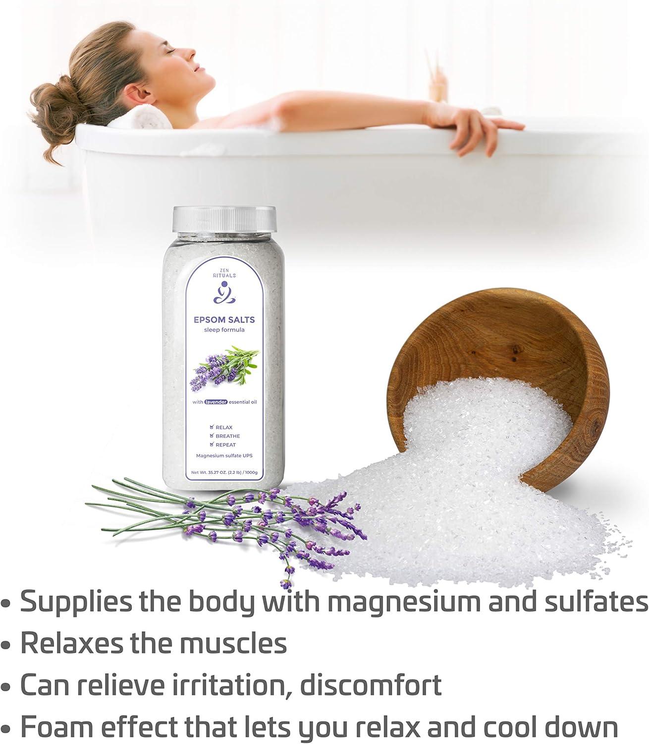 Zen Rituals Epsom Bath Salts Lavender Sleep Formula - 1KG Pure ...