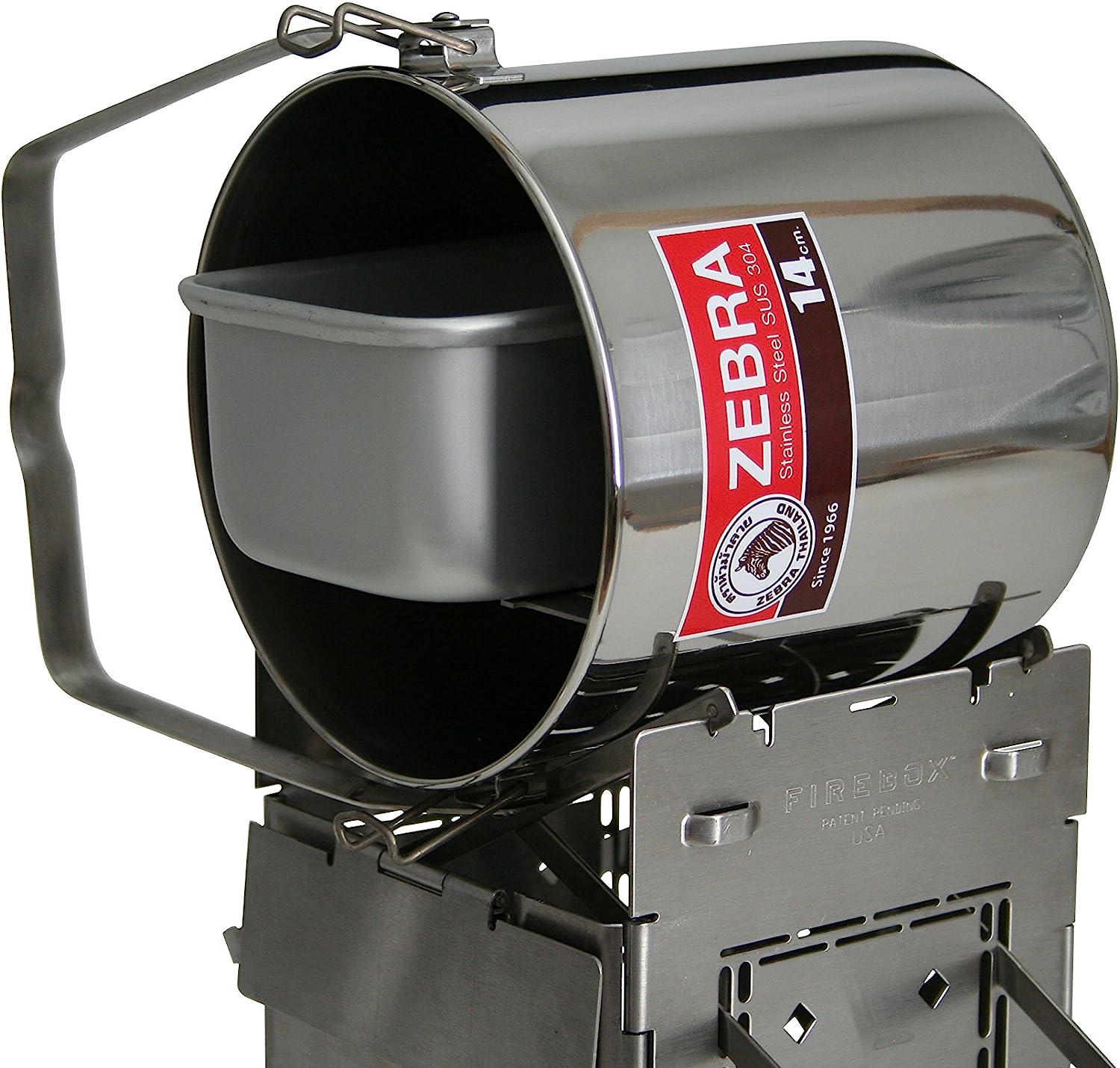 Firebox Locking Bail Handle Camping Pot - Zebra Loop Handle Bushcraft ...