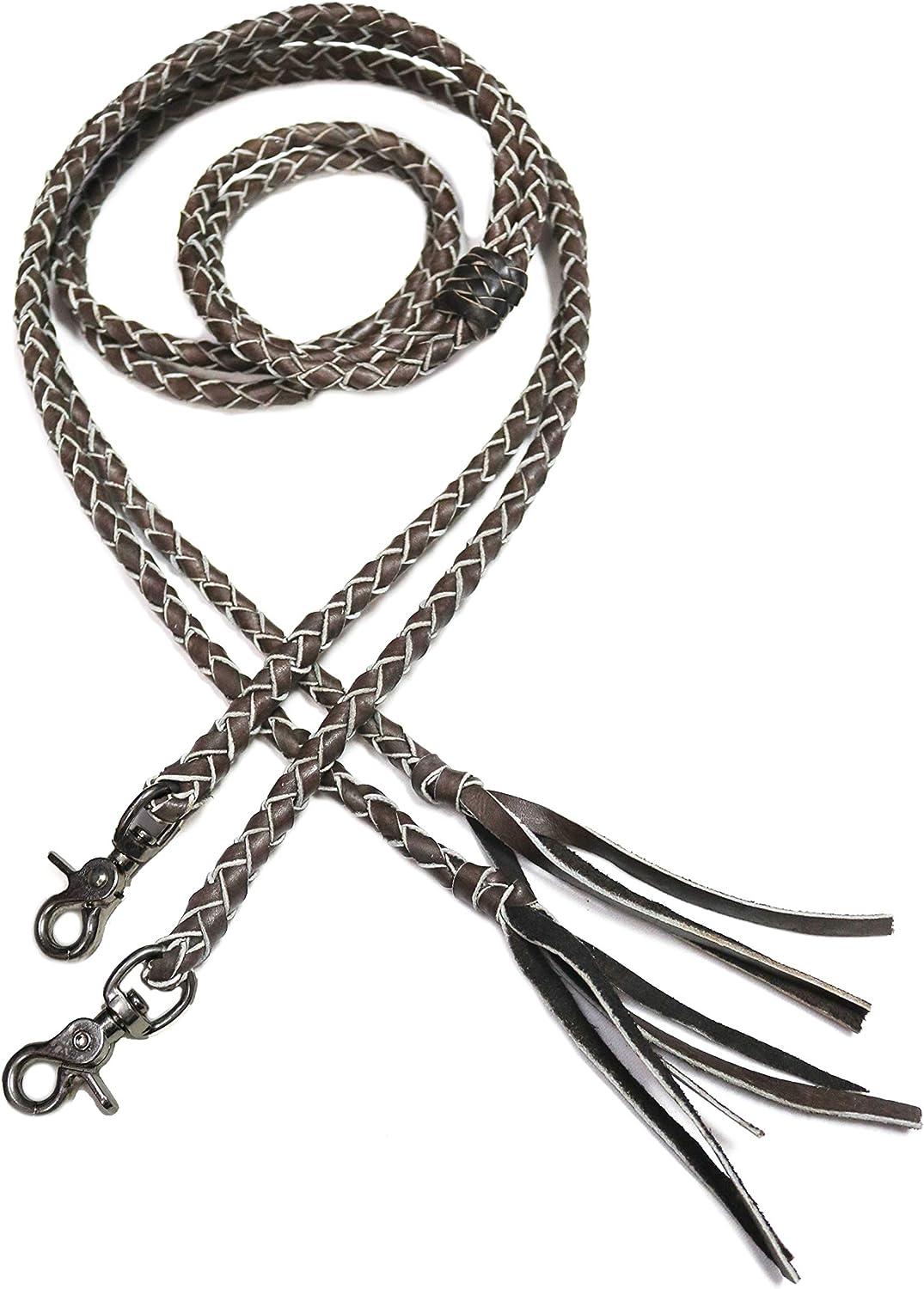 M-Royal Western Leather Braided Split Reins - Premium Quality for ...