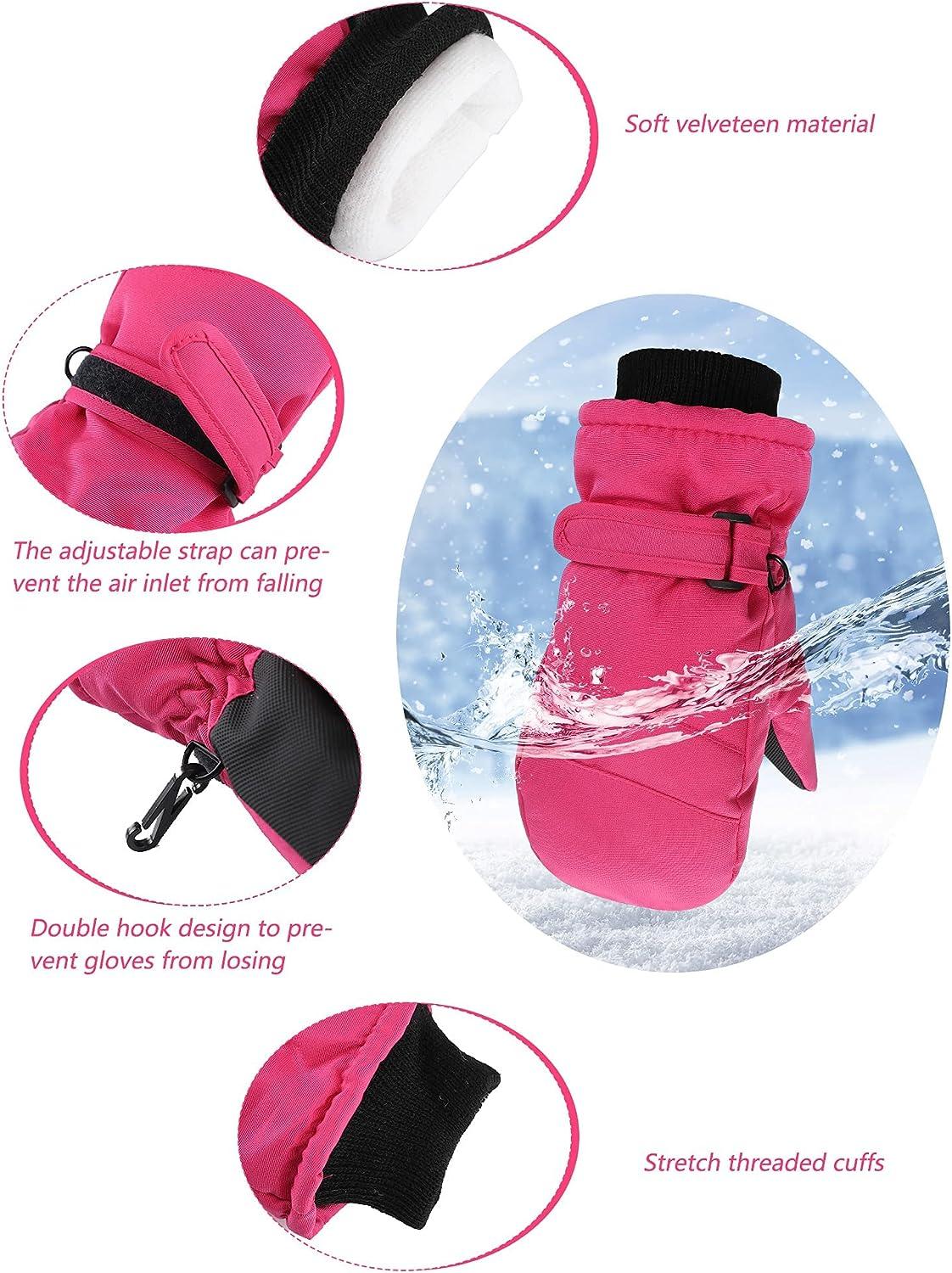 Kids Waterproof Snow Mittens | 2 Pairs Winter Ski Gloves for Girls Boys ...