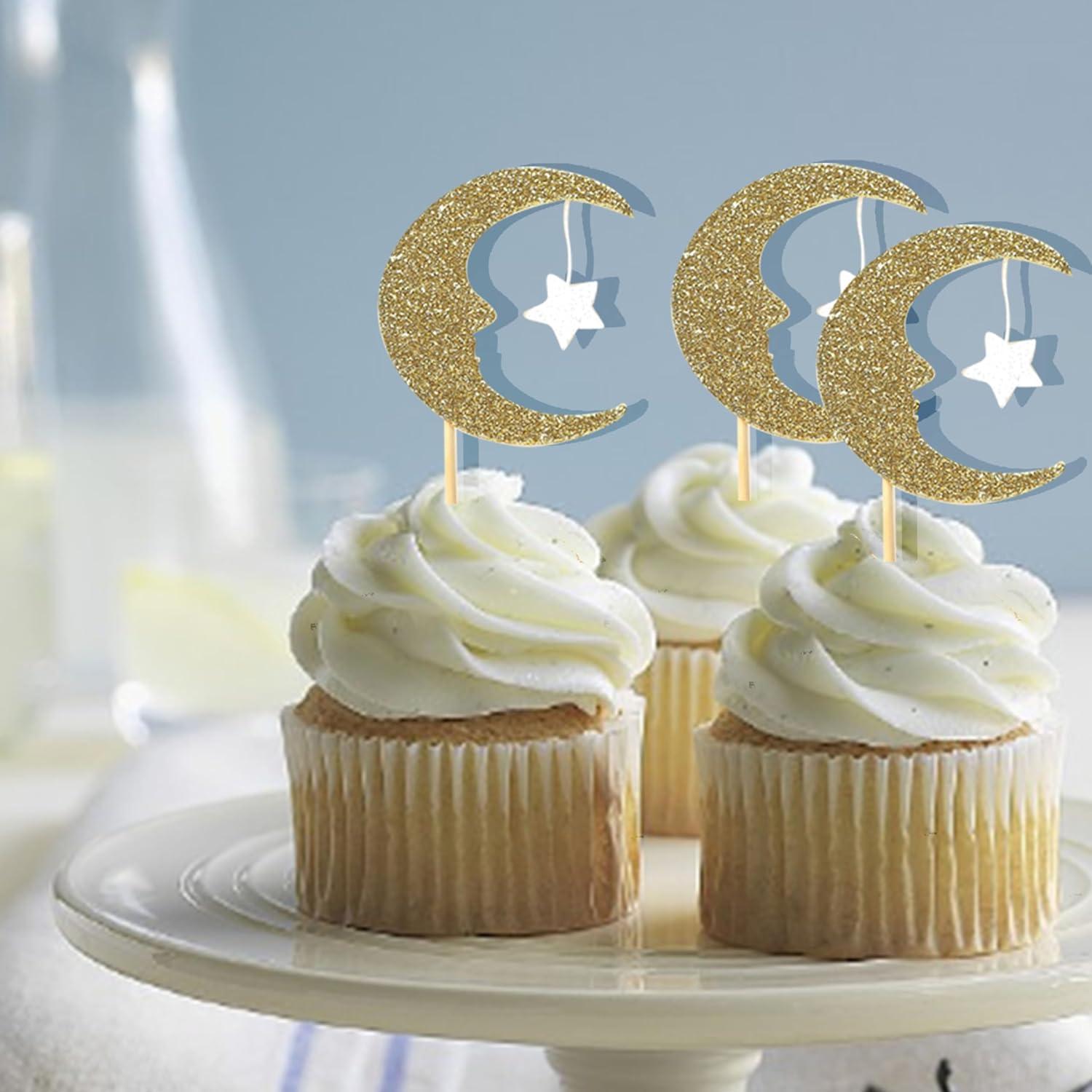 Moon And Star Cupcake Topper - Moon Star Space Theme Party Decorations ...