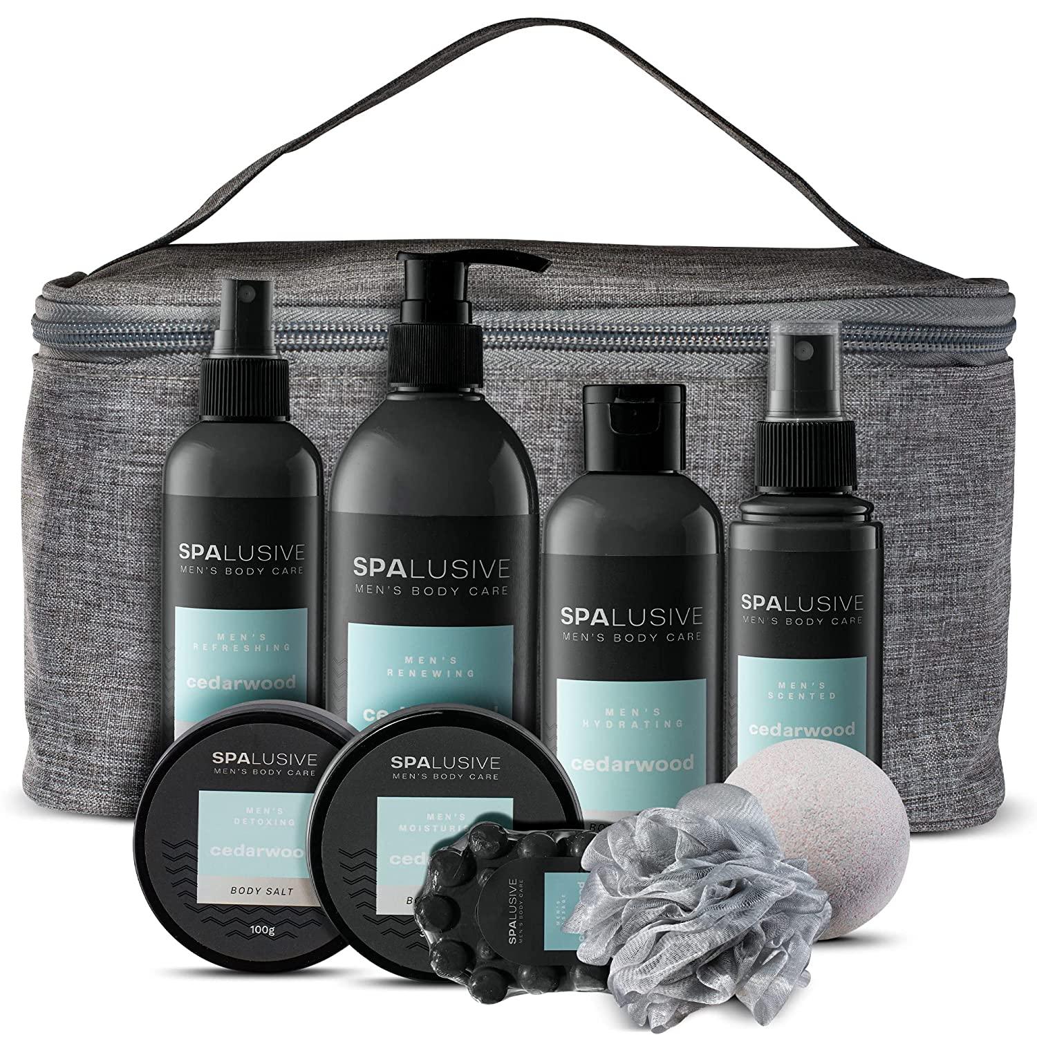 SpaLusive Luxury Home Spa Gift Basket for Men - 10-Piece Spa Kit with ...