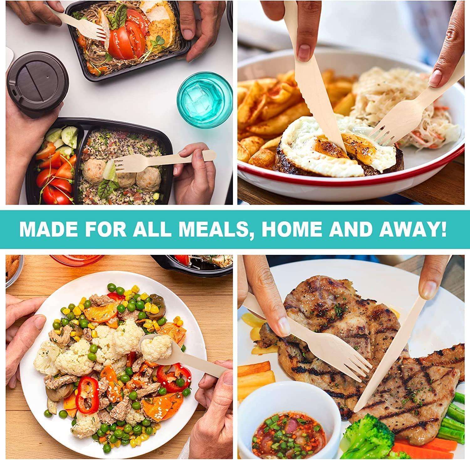 100Pcs Eco-Friendly Wooden Forks - Biodegradable & Compostable ...