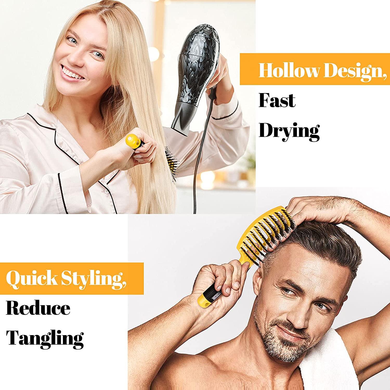 HIPPIH Detangling Brush 2 Pack - Boar Bristle Hair Brush for Women, Men ...