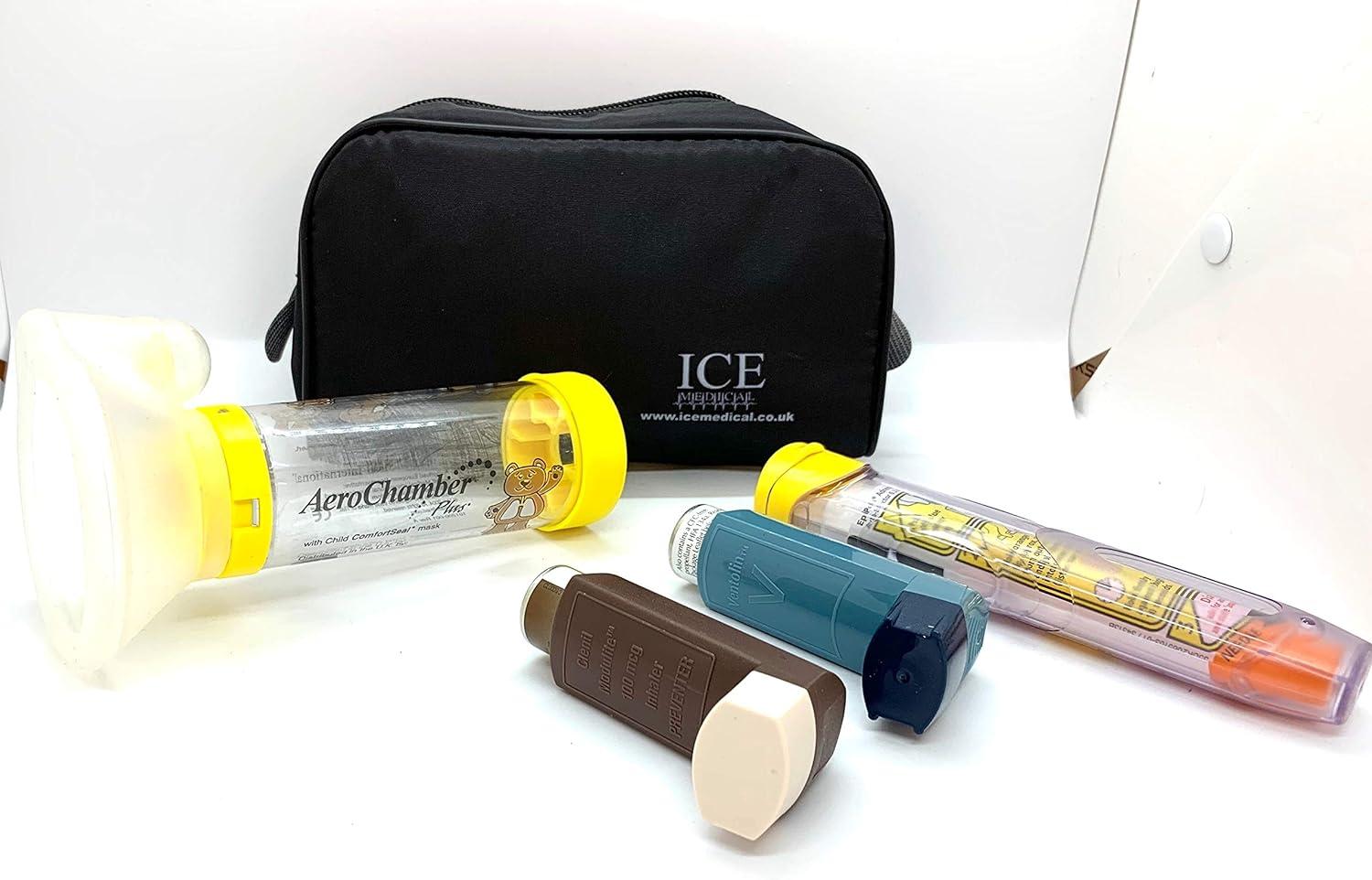 ICE Medical Inhaler Bag - Medium (Black) | Portable Case for Asthma ...