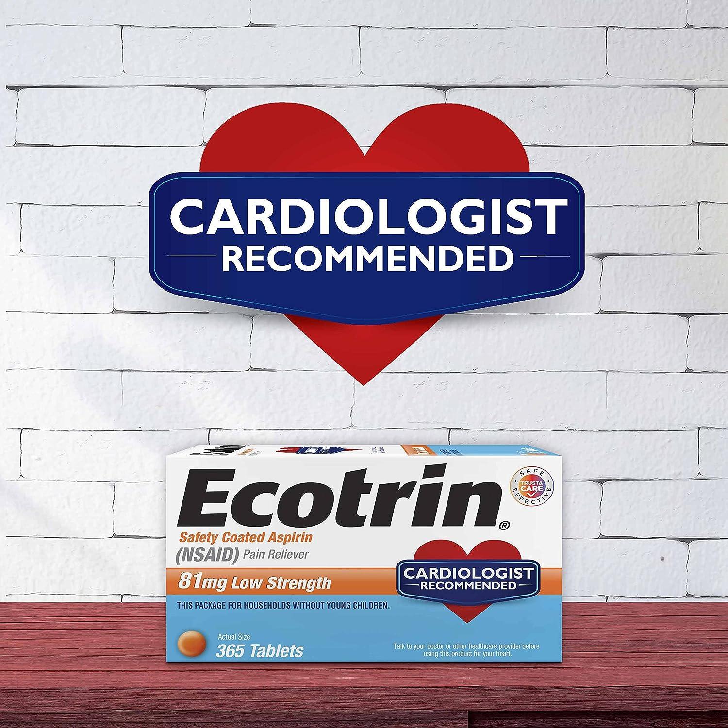 Ecotrin Low Strength Safety Coated Aspirin 81mg - 365 Tablets | NSAID ...