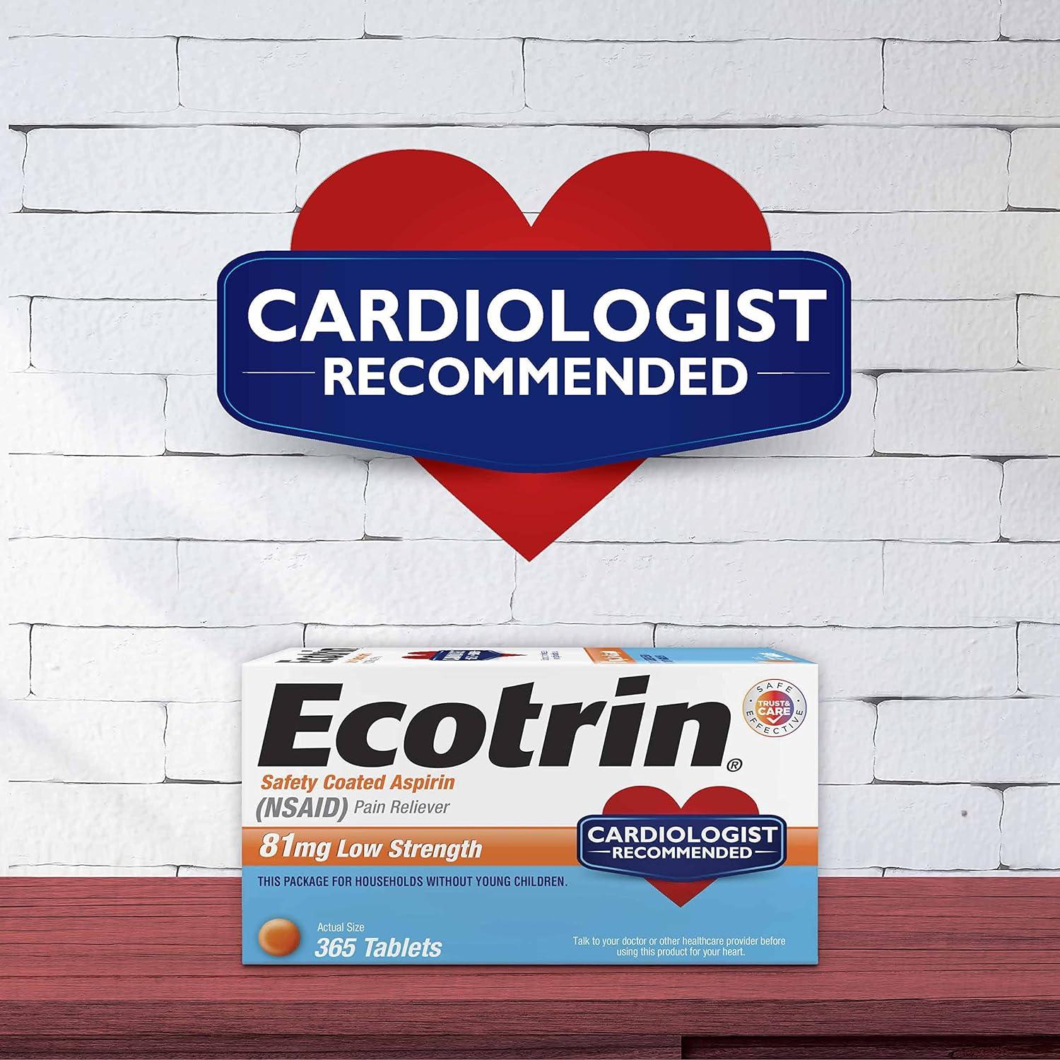 Ecotrin Safety Coated Aspirin 81 mg Low Strength - 45 Tablets x 3 Pack ...