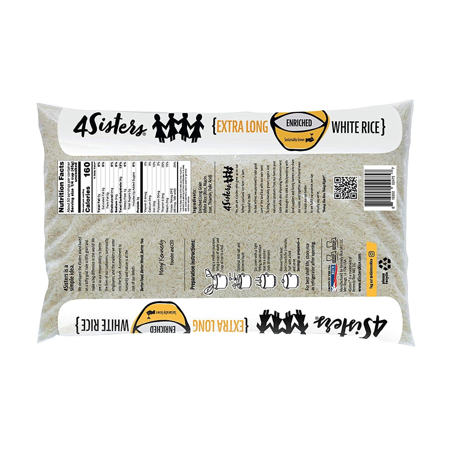 4 Sisters Long Grain White Rice â€“ Enriched 80 oz | Premium Quality ...