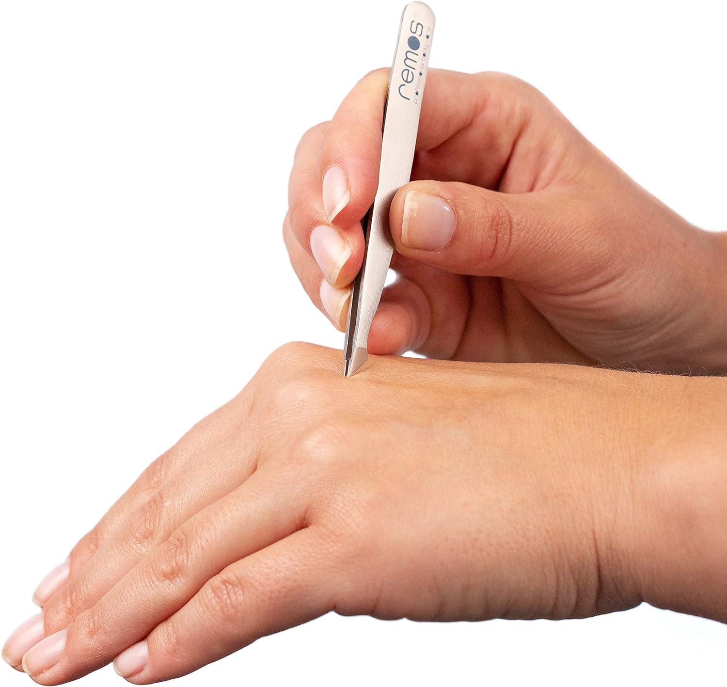 REMOS Stainless Steel Combination Tweezers 9.5cm - for Splinters & Hair ...