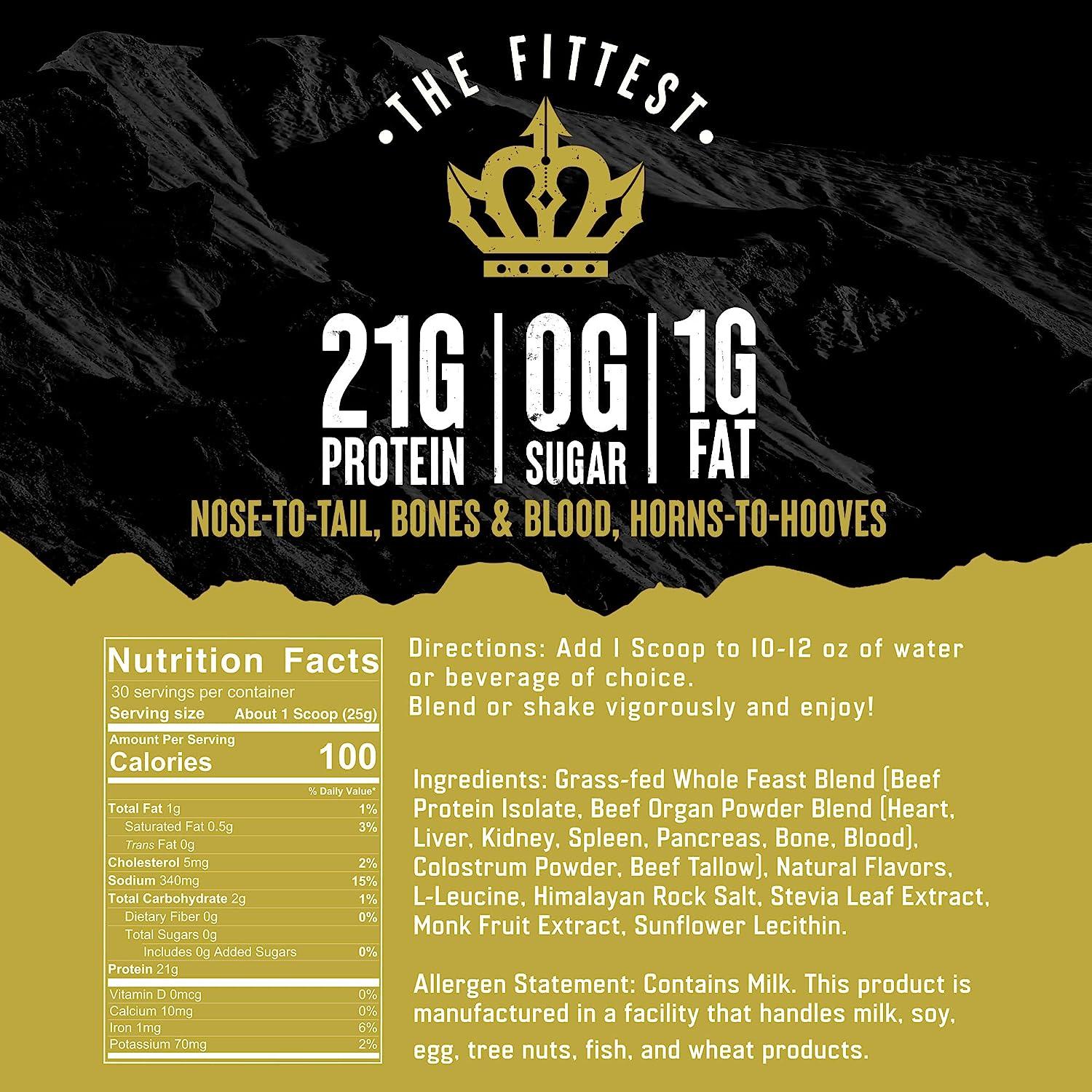 Whole Feast Carnivore Protein Powder/Buttery Vanilla - Nose-to-Tail ...