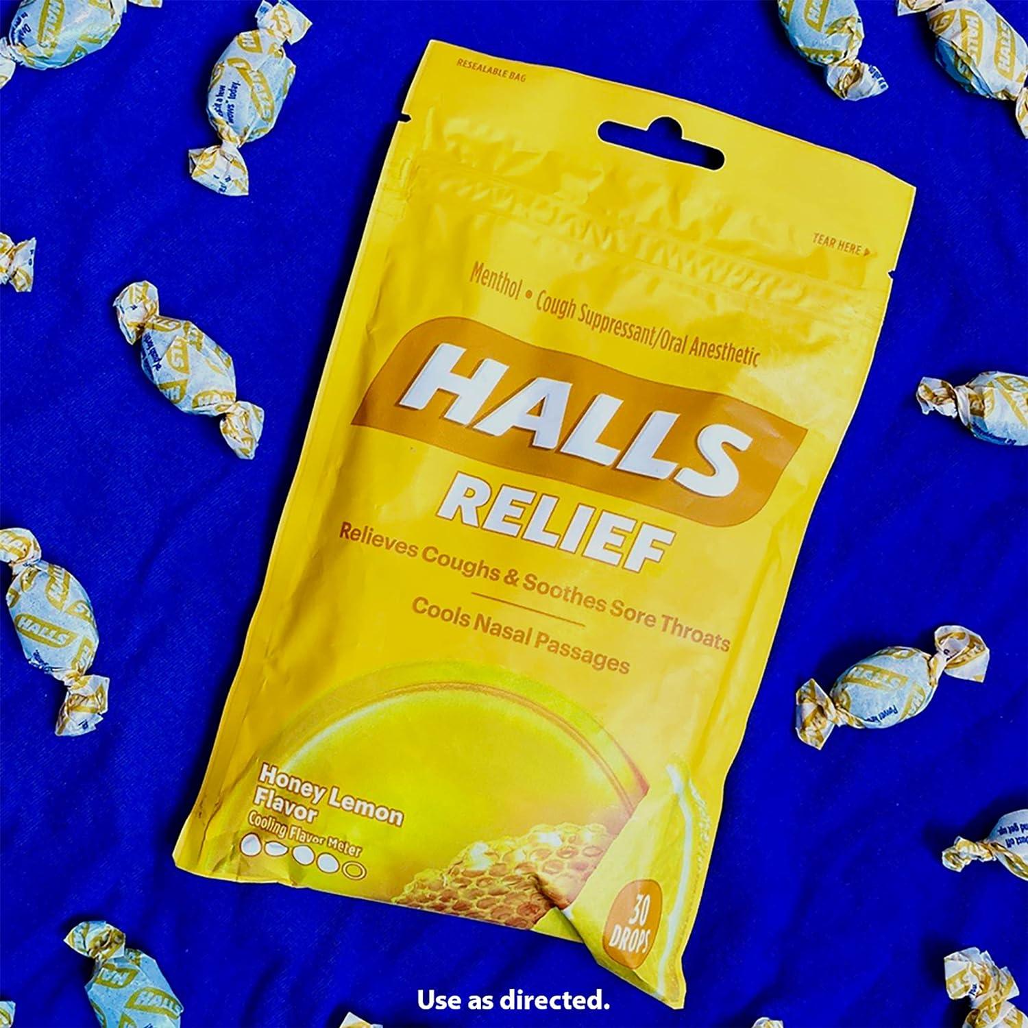 HALLS Relief Honey Lemon Flavor Cough Drops - 30 Count Bag | Buy Now ...