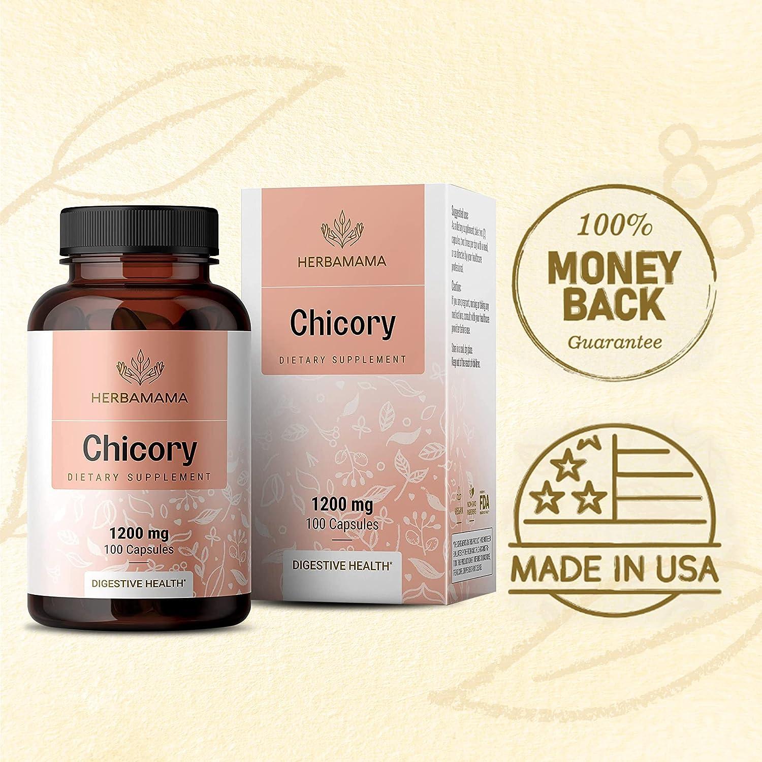 HERBAMAMA Organic Chicory Root Supplement - Digestive & Gut Health ...