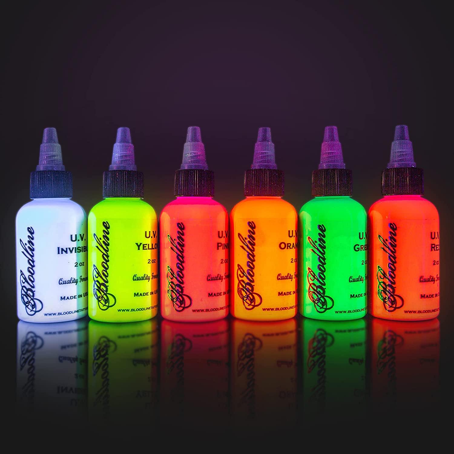 Bloodline Ink Professional Blacklight UV 6 Color Set - 1/2 oz (15 ml ...